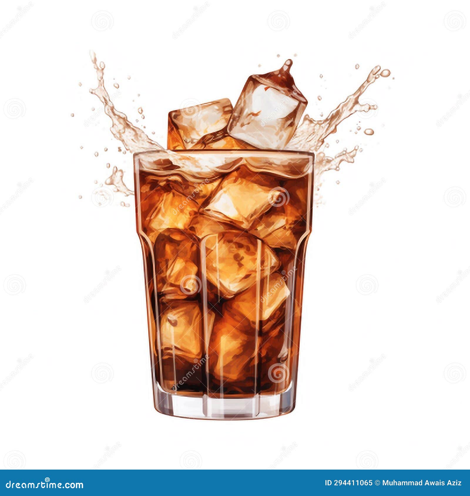 Cola with Ice Cubes Splash Isolated on White Background Stock Image ...