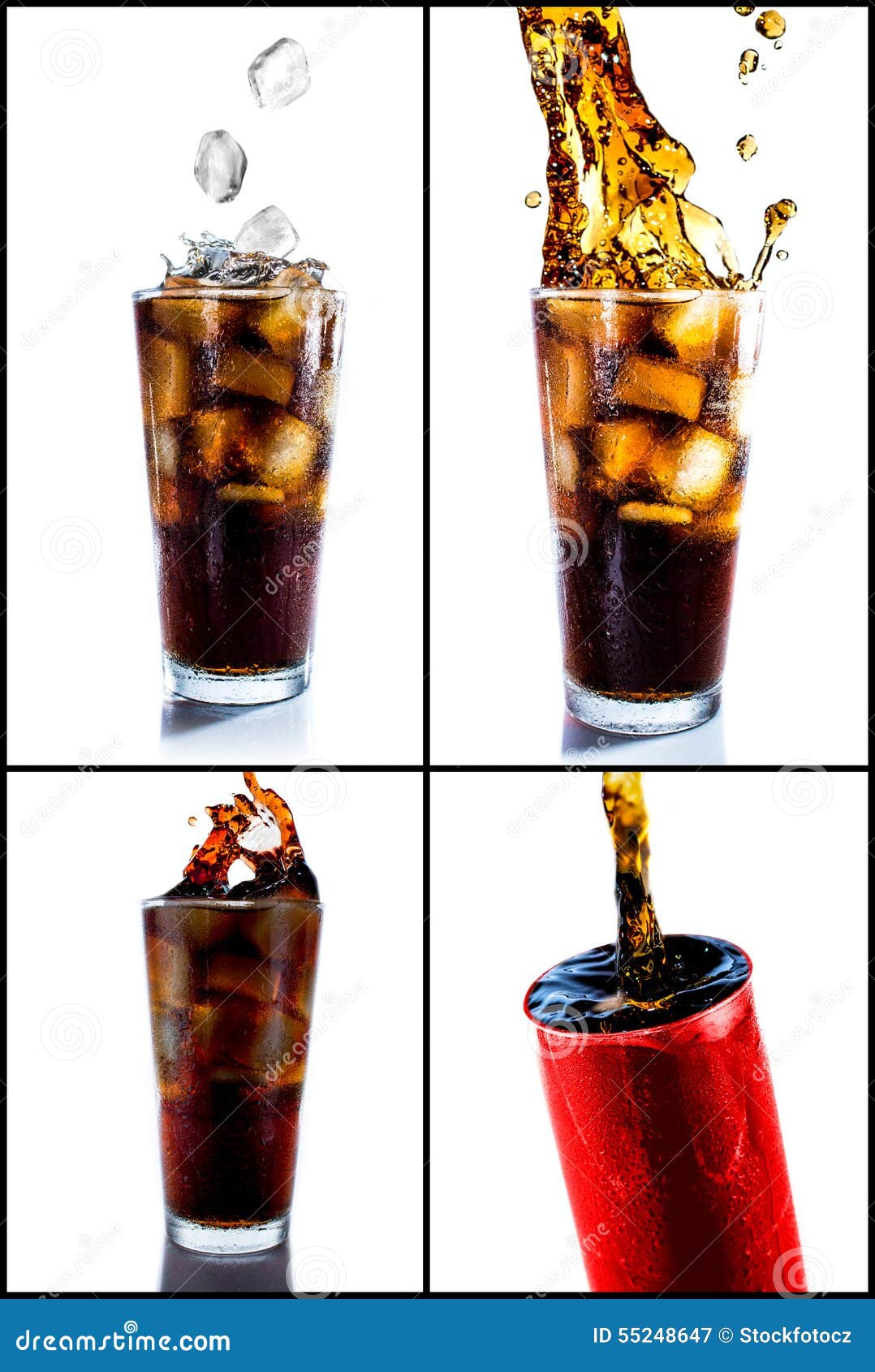 Cola with ice stock image. Image of reflection, splash - 55248647