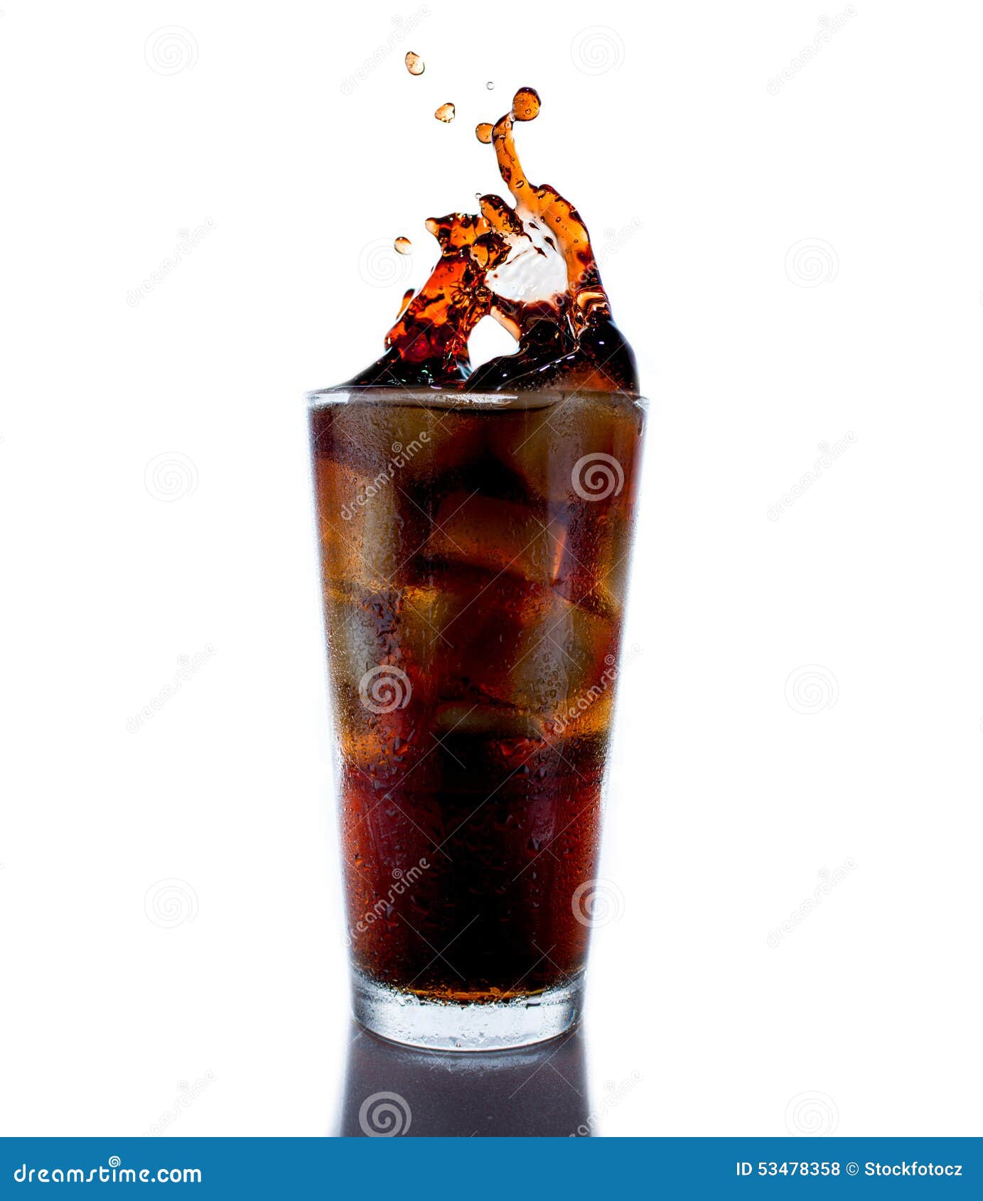 Cola with ice stock photo. Image of glass, isolated, soda - 53478358