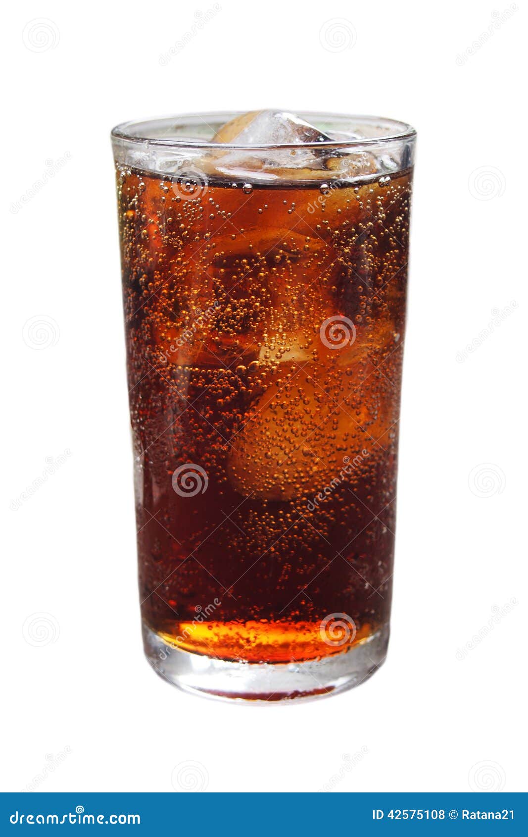 A Glass Of Cola With Ice Close-up In The Dark. Brown Carbonated Drink ...