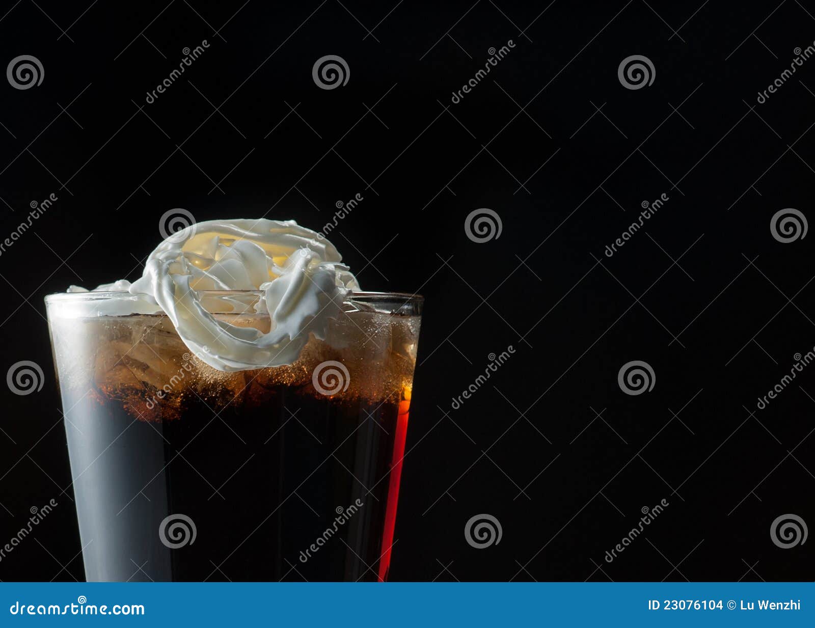 Cola, Ice and Whipped Cream Stock Photo - Image of beverage, topping ...