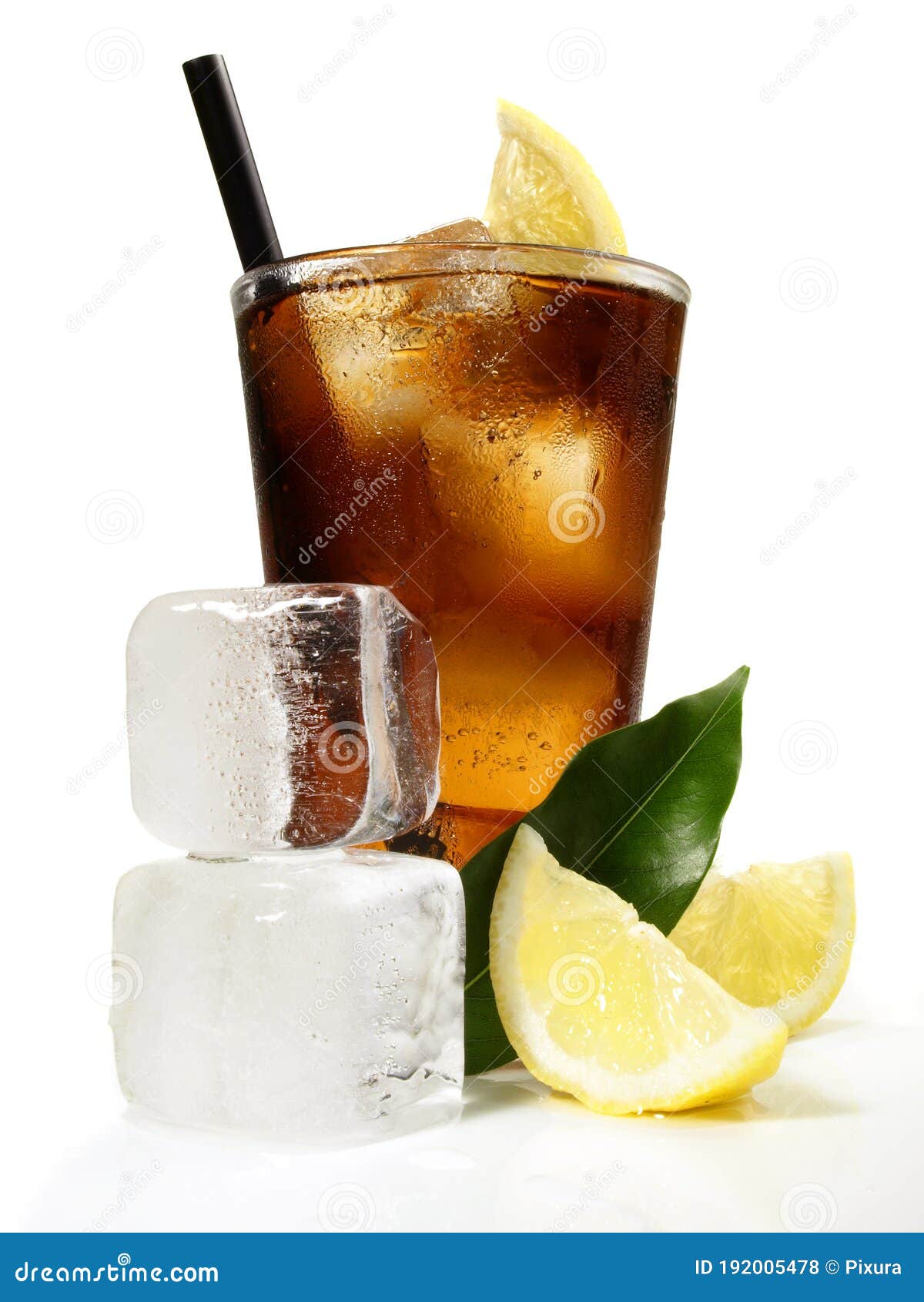 Cola with Lemon in a Glass Isolated on White Background Stock Photo ...