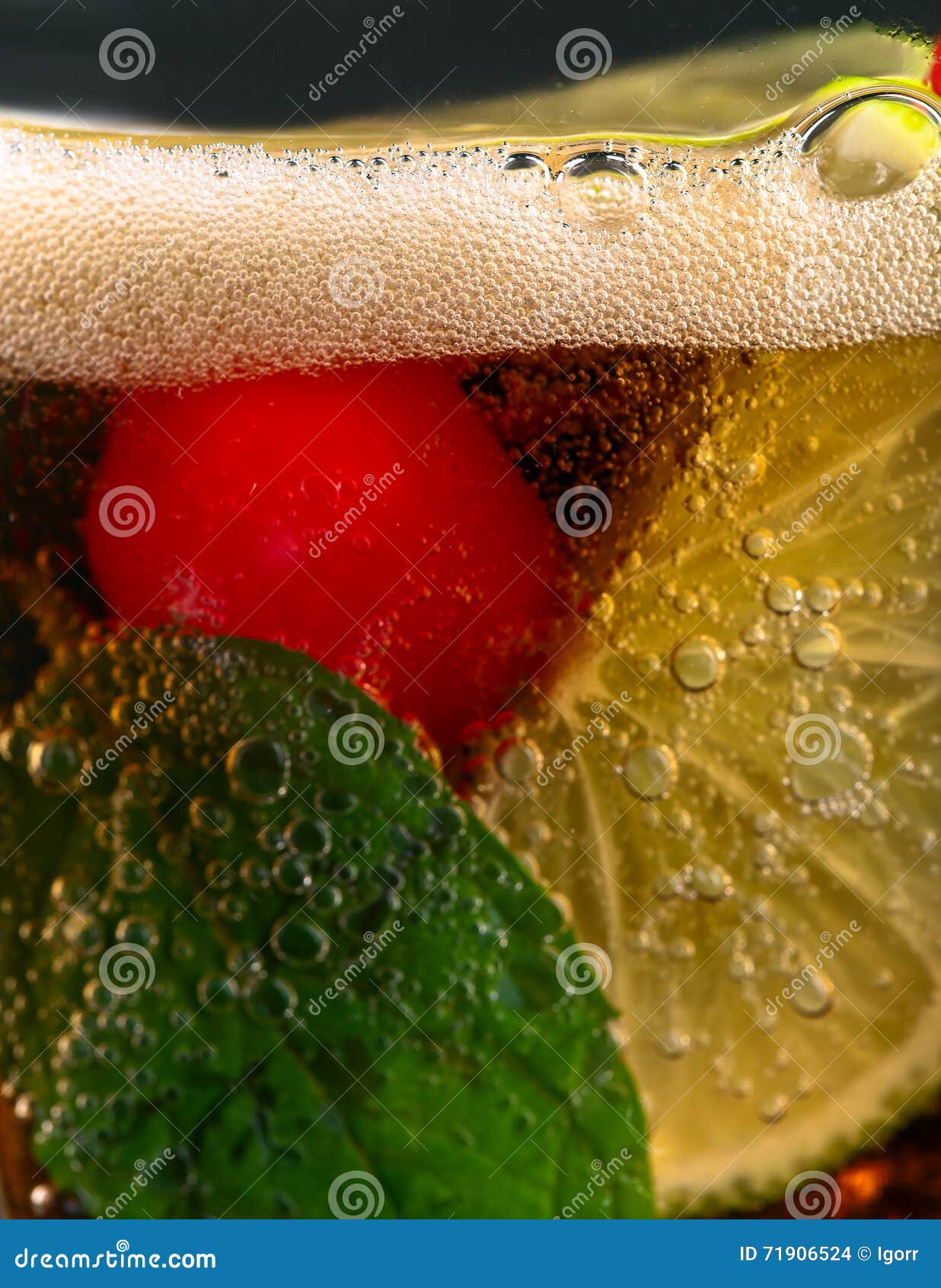 Cola with Lime , Cherry and Peppermint Stock Photo - Image of juice ...