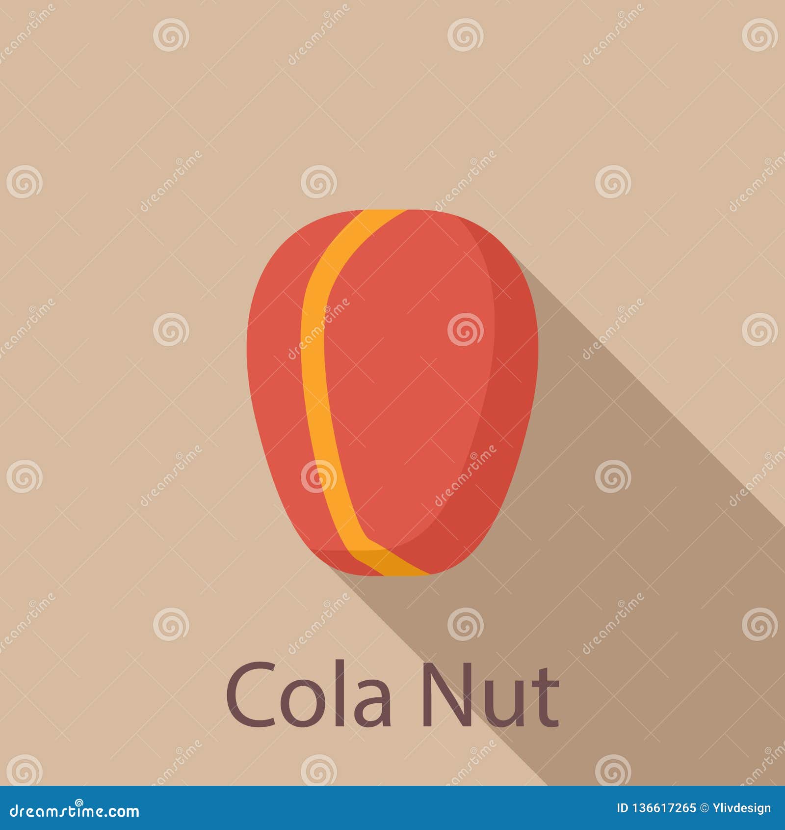 Cola nut icon, flat style stock vector. Illustration of bean - 136617265