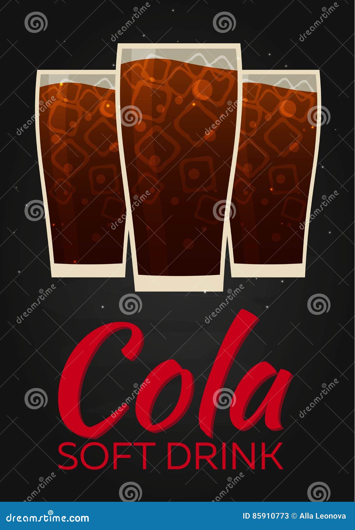 Cola Poster. Soft Drink. Vector Flat Illustration. Stock Illustration ...
