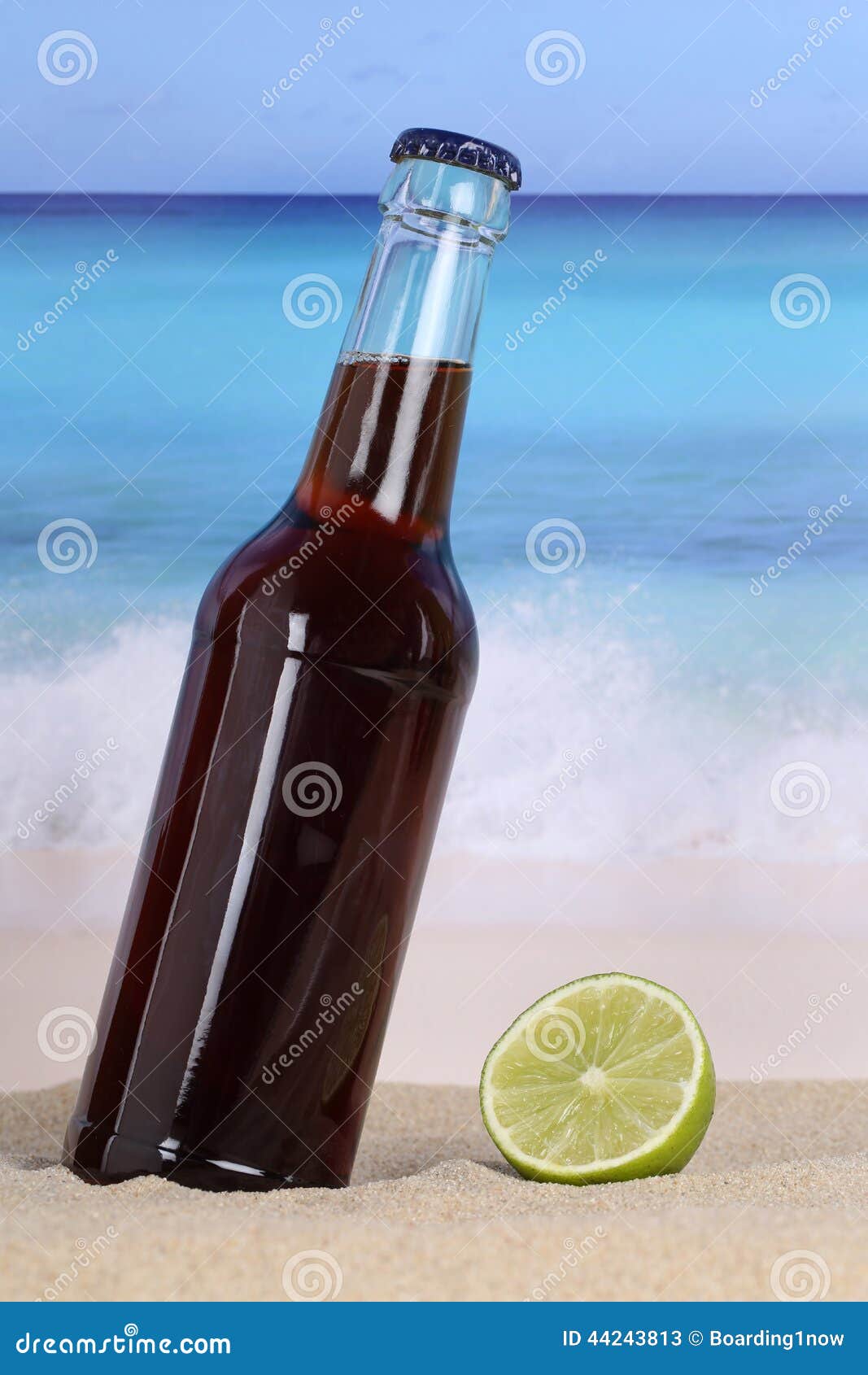 Cola Soda Drink on the Beach Stock Image - Image of fruit, limes: 44243813