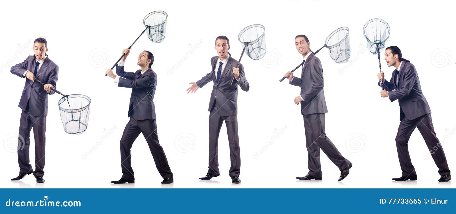 The Colage of Businessman with Catching Net on White Stock Image ...