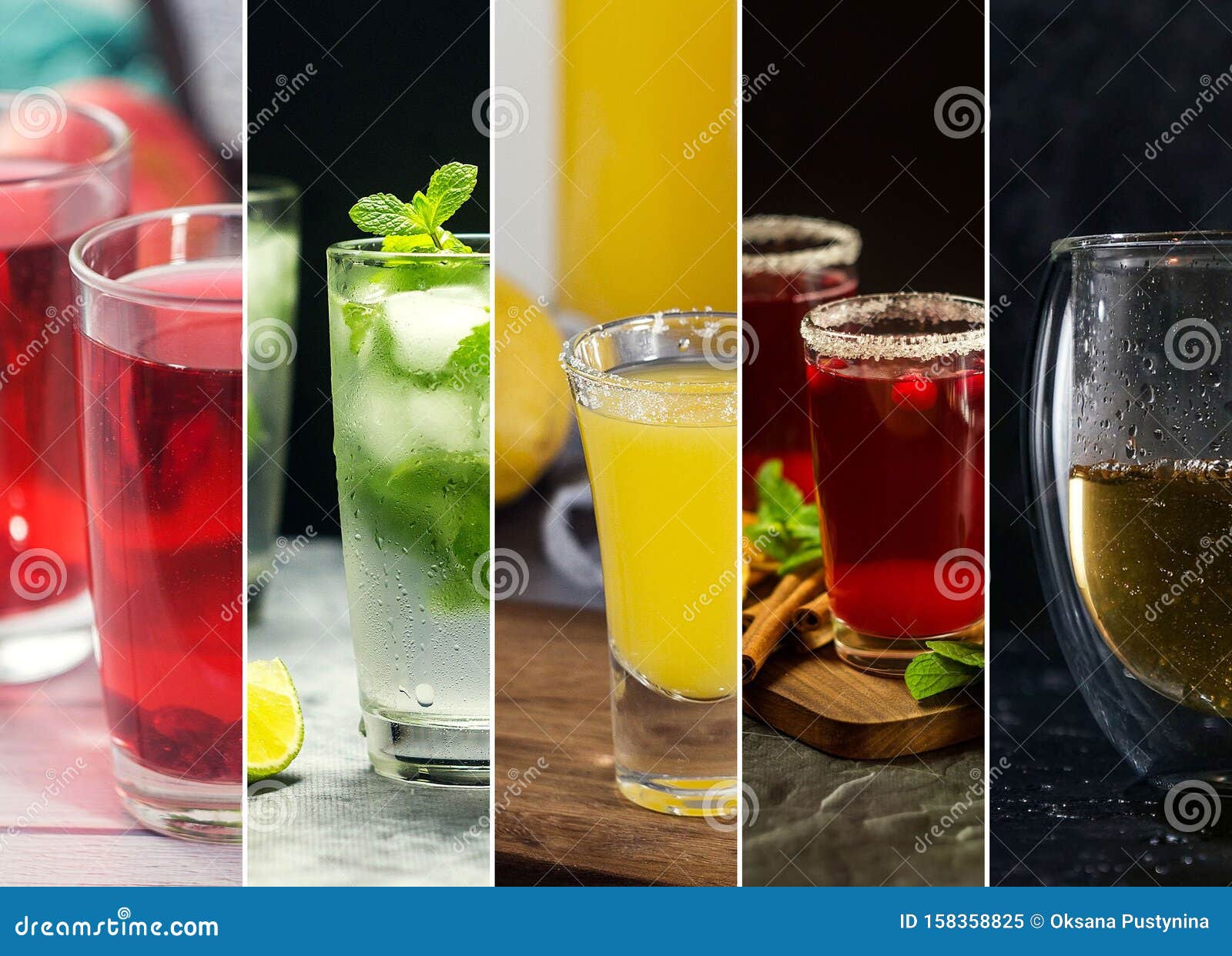 Colagem Com Cocktails Diferentes Tipos De Bebidas Imagem de Stock ...