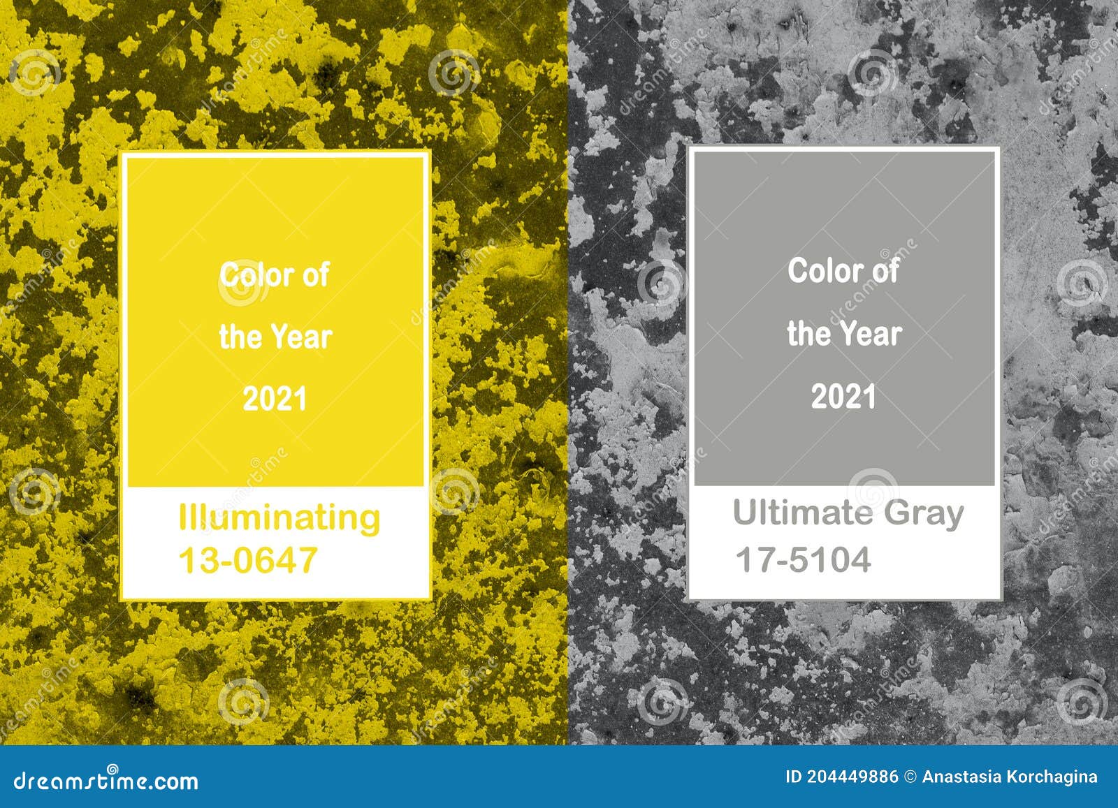 Colagem Com Novo Pantone Iluminando a Cor Cinzenta Final Do Ano 2021 ...
