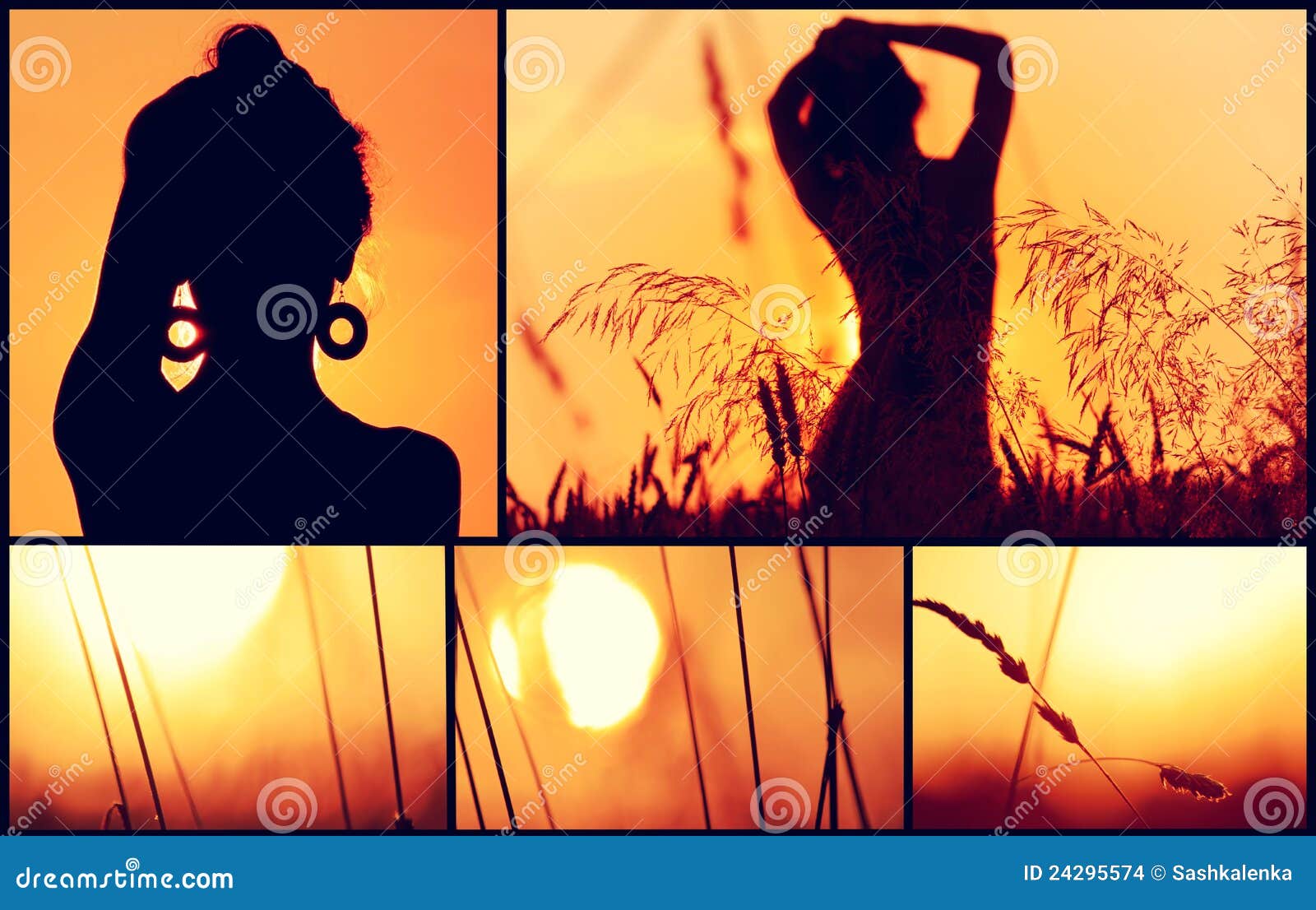 Colagem do por do sol. foto de stock. Imagem de elevado - 24295574