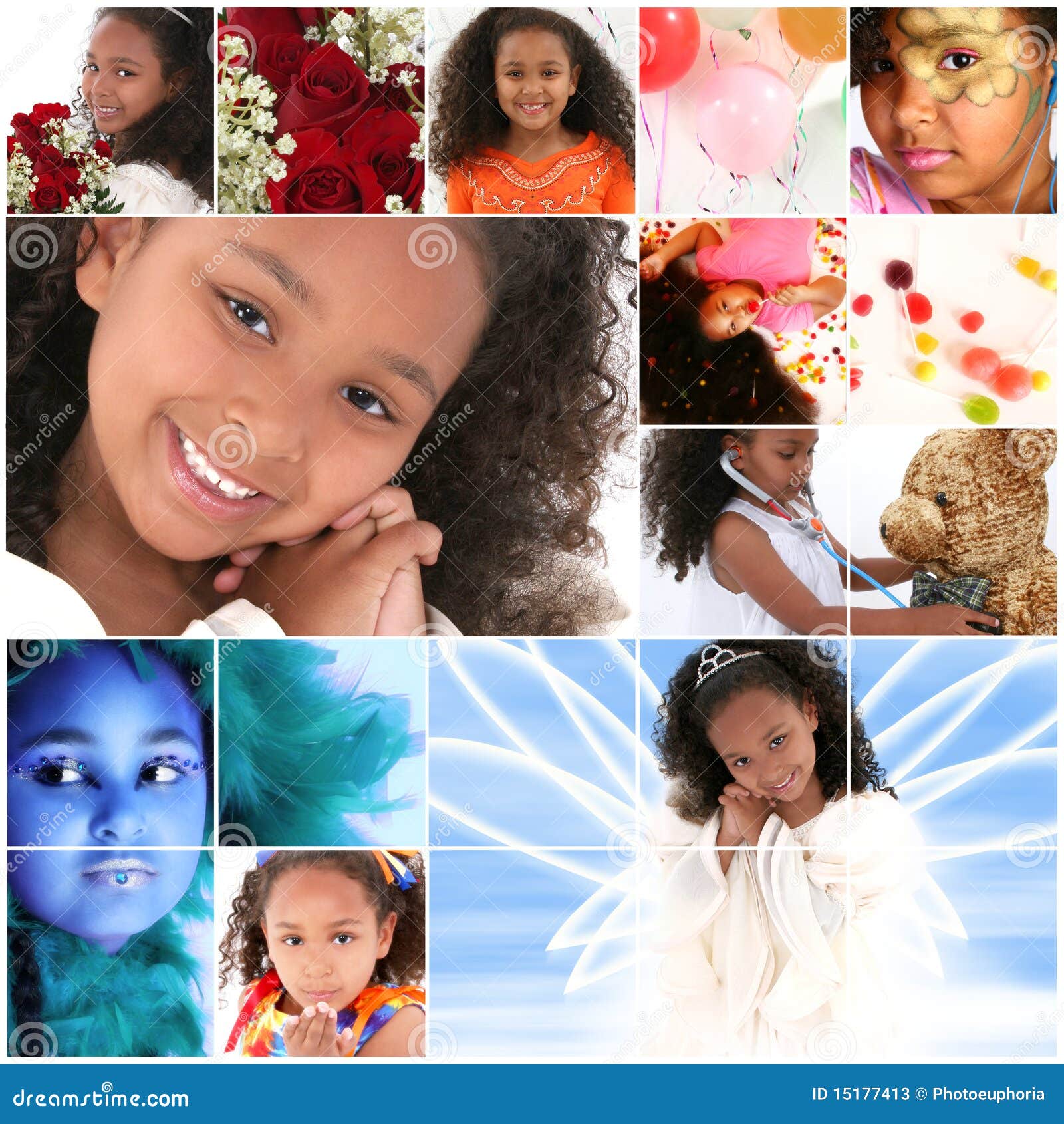 Colagem Do Retrato Da Menina Imagem de Stock - Imagem de boca, anjo ...