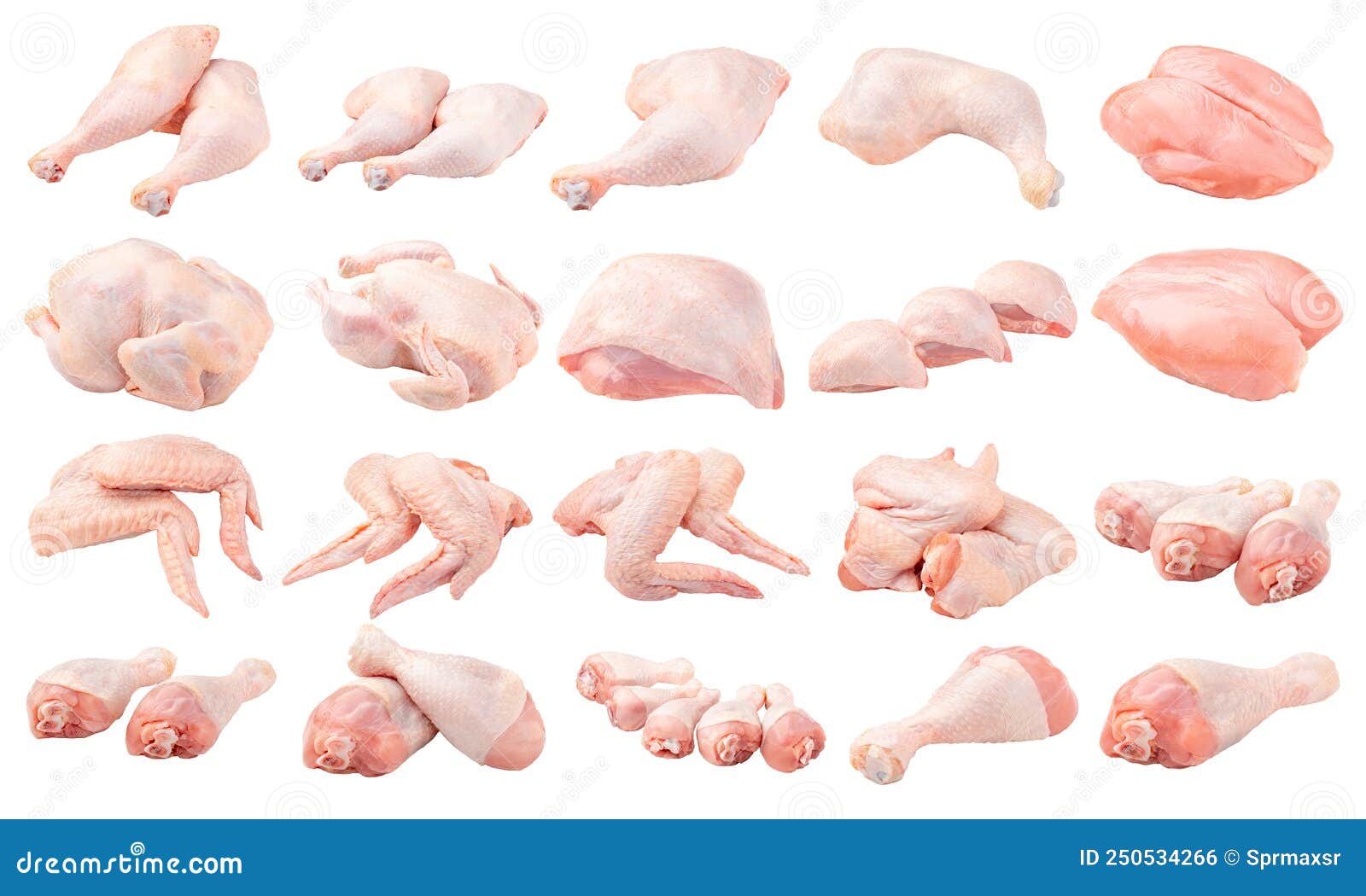 Colagem Isolada De Partes Cruas De Frango Foto de Stock - Imagem de ...