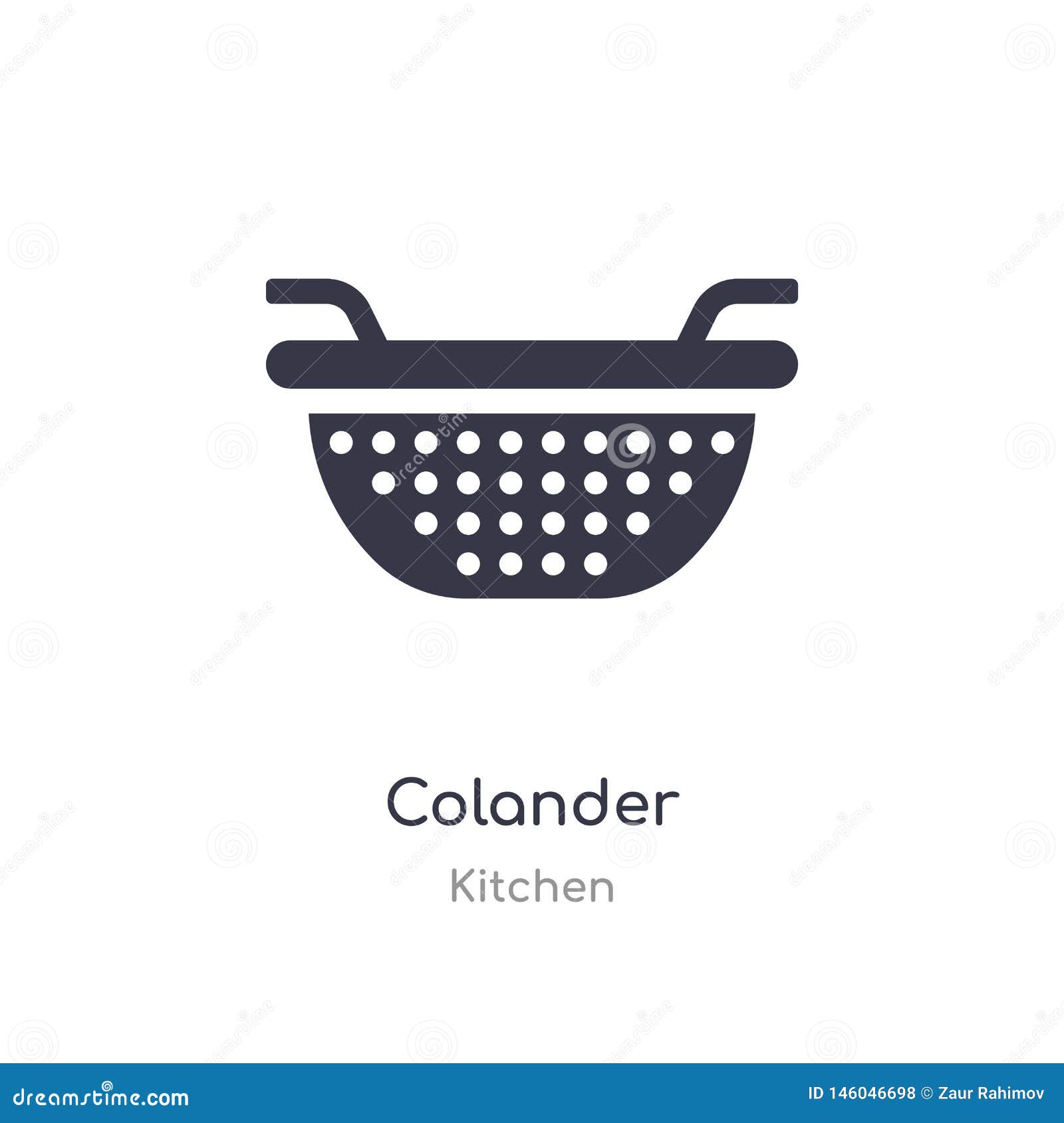 Colander Icon. Isolated Colander Icon Vector Illustration from Kitchen ...