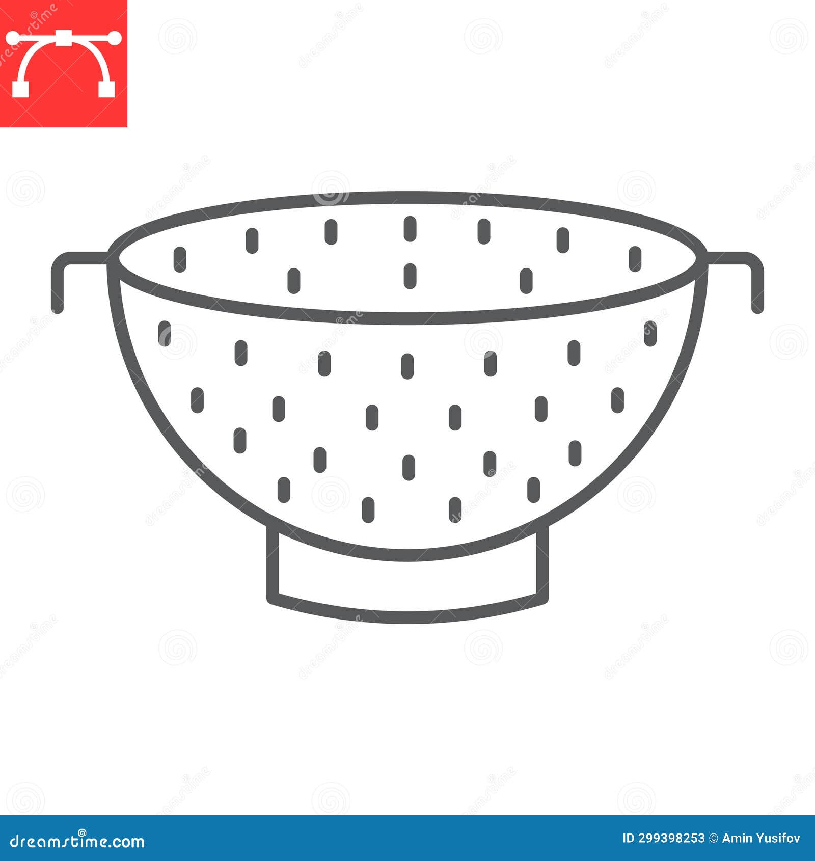 Colander Line Icon. Cooking Vector Illustration. Editable Stroke ...