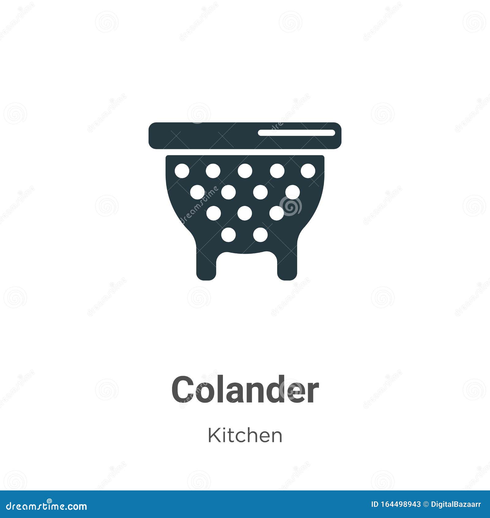 Colander Vector Icon on White Background. Flat Vector Colander Icon ...