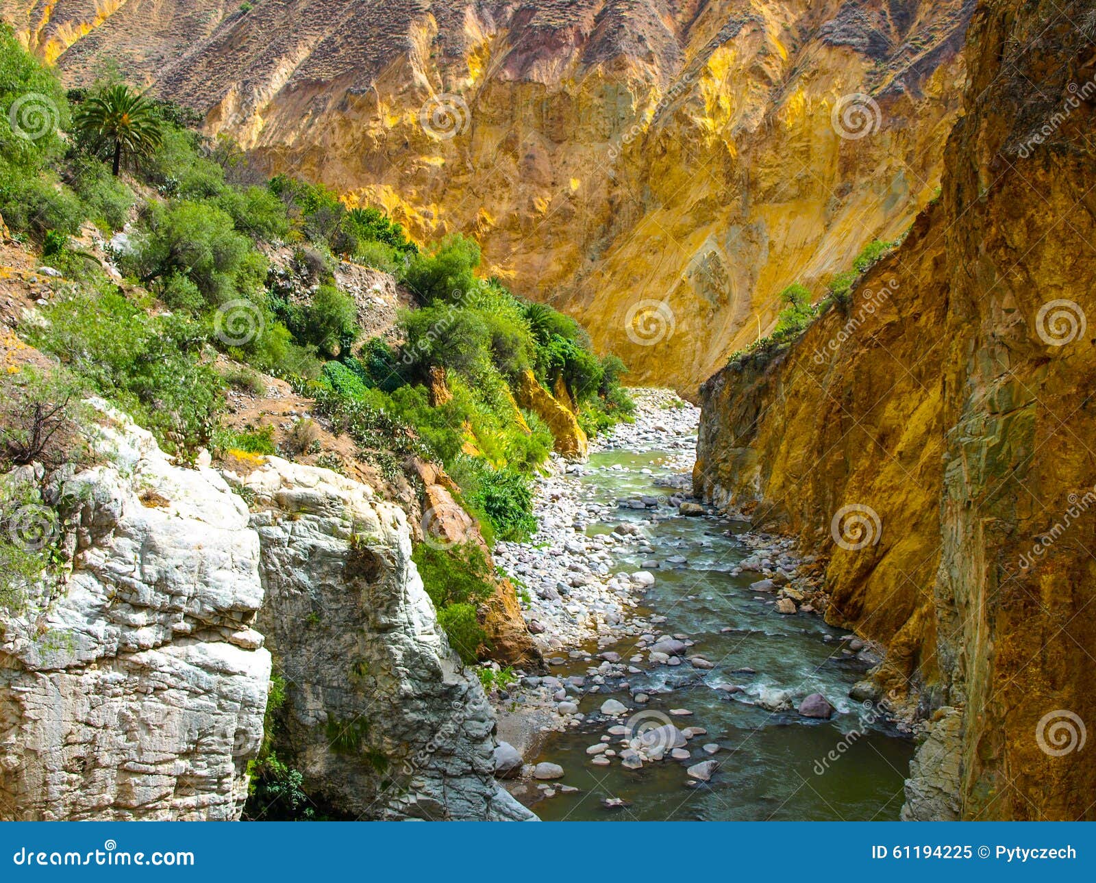 Colca River on the Bottom of Canyon Stock Image - Image of culture ...