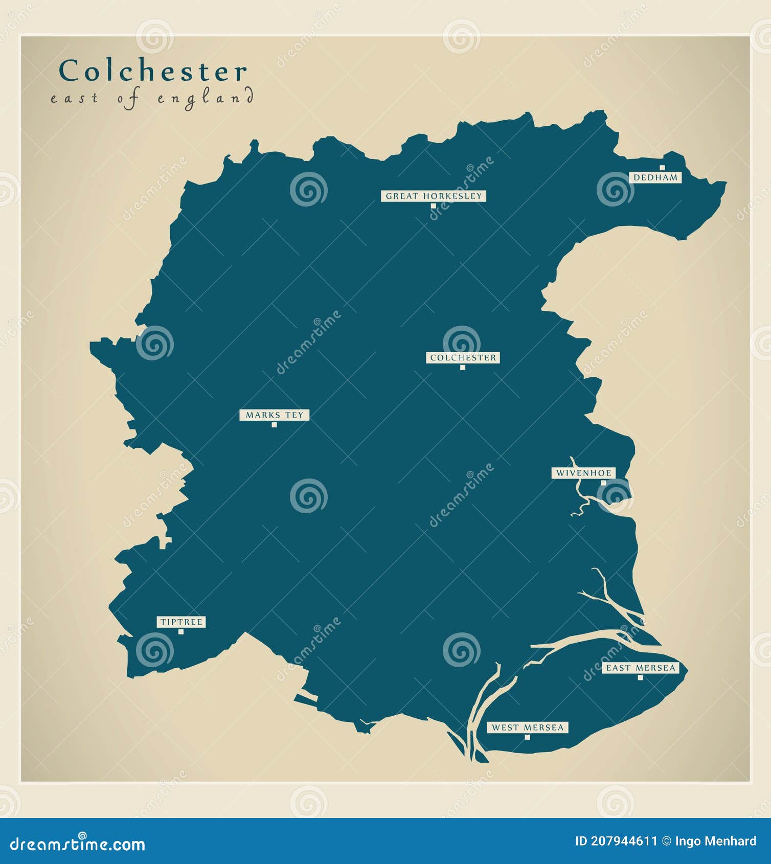 Colchester District Map - England UK Stock Vector - Illustration of ...