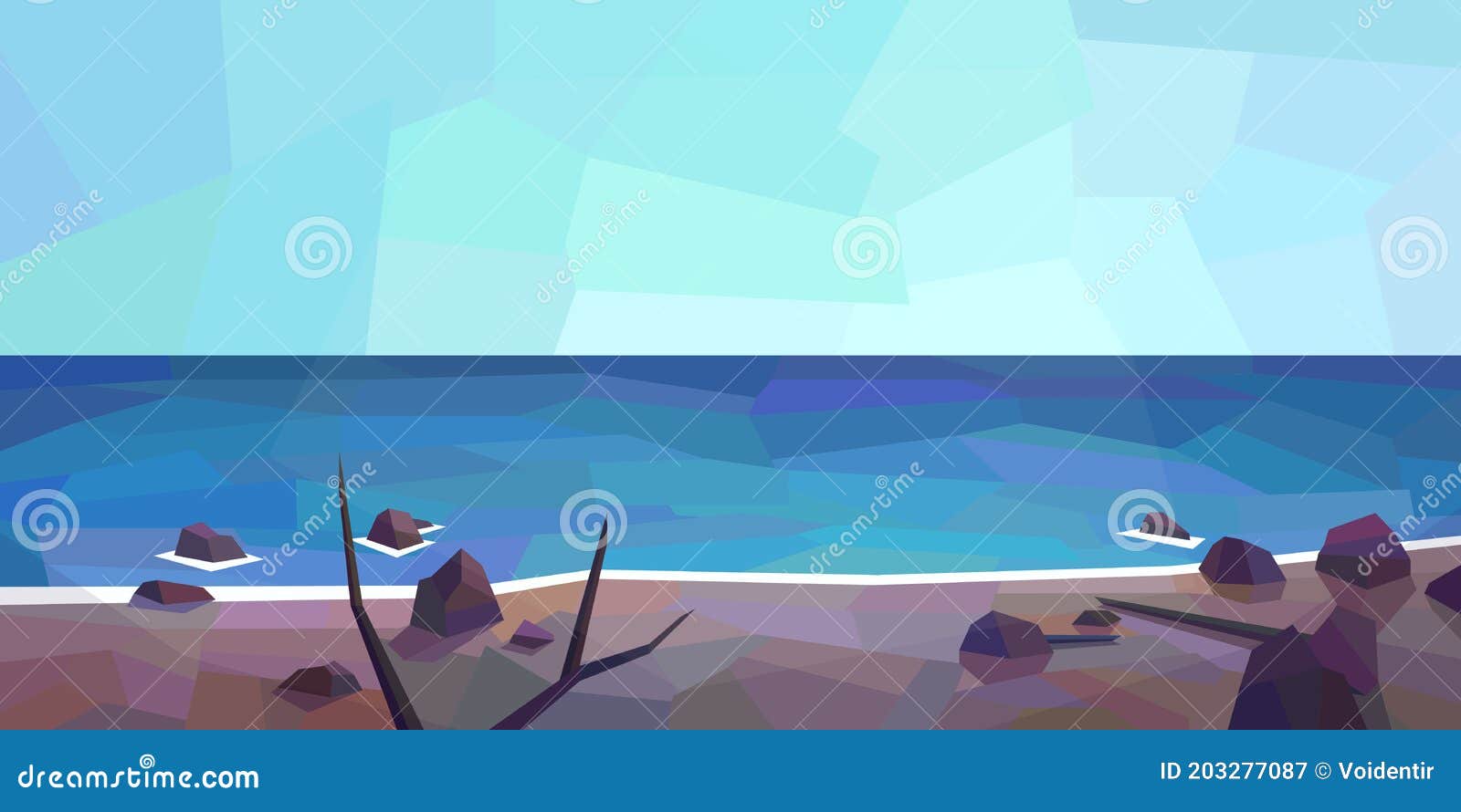 Low poly cold beach stock vector. Illustration of coast - 203277087