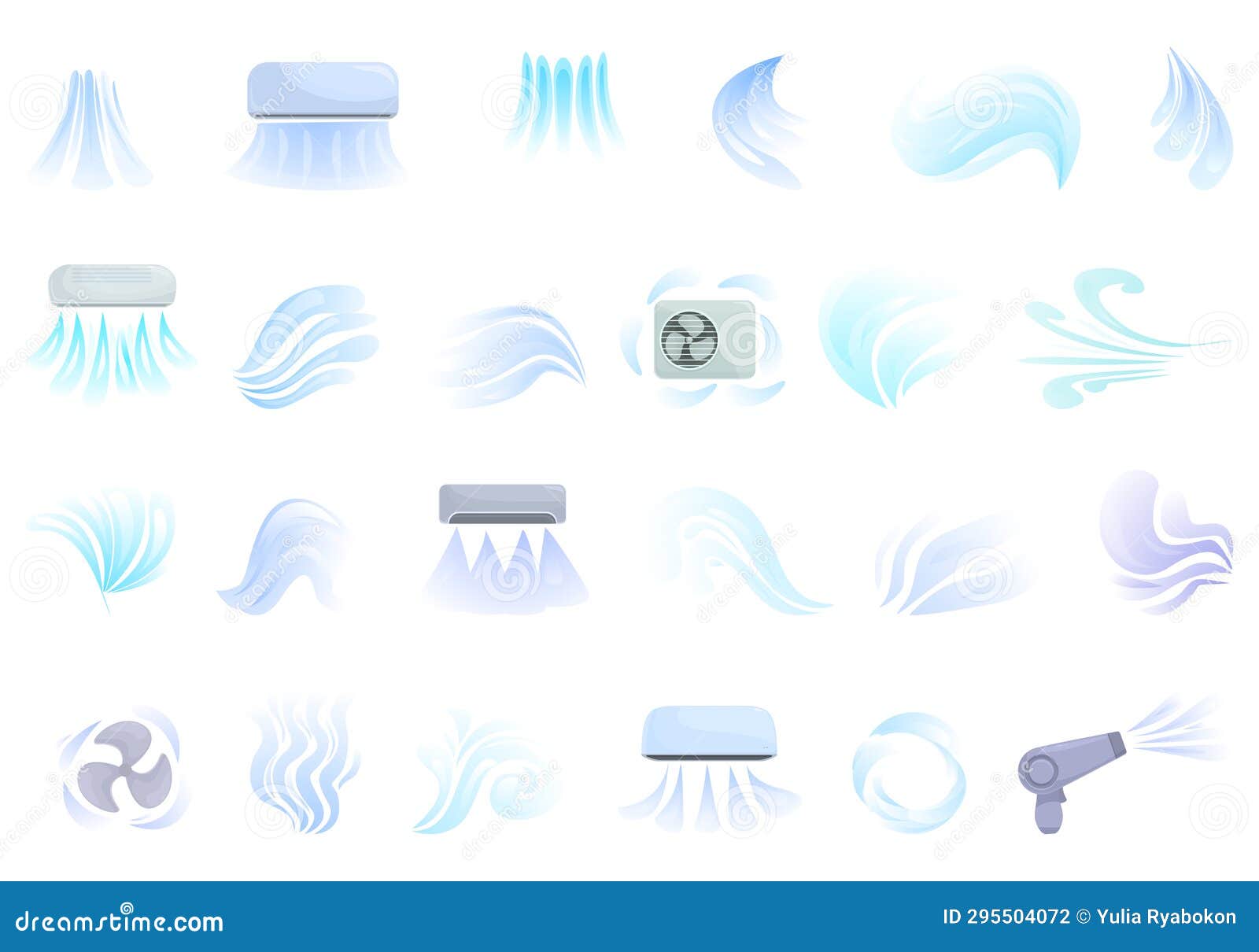 Cold Air Flow Icons Set Cartoon Vector. Wind Air Effect | CartoonDealer ...