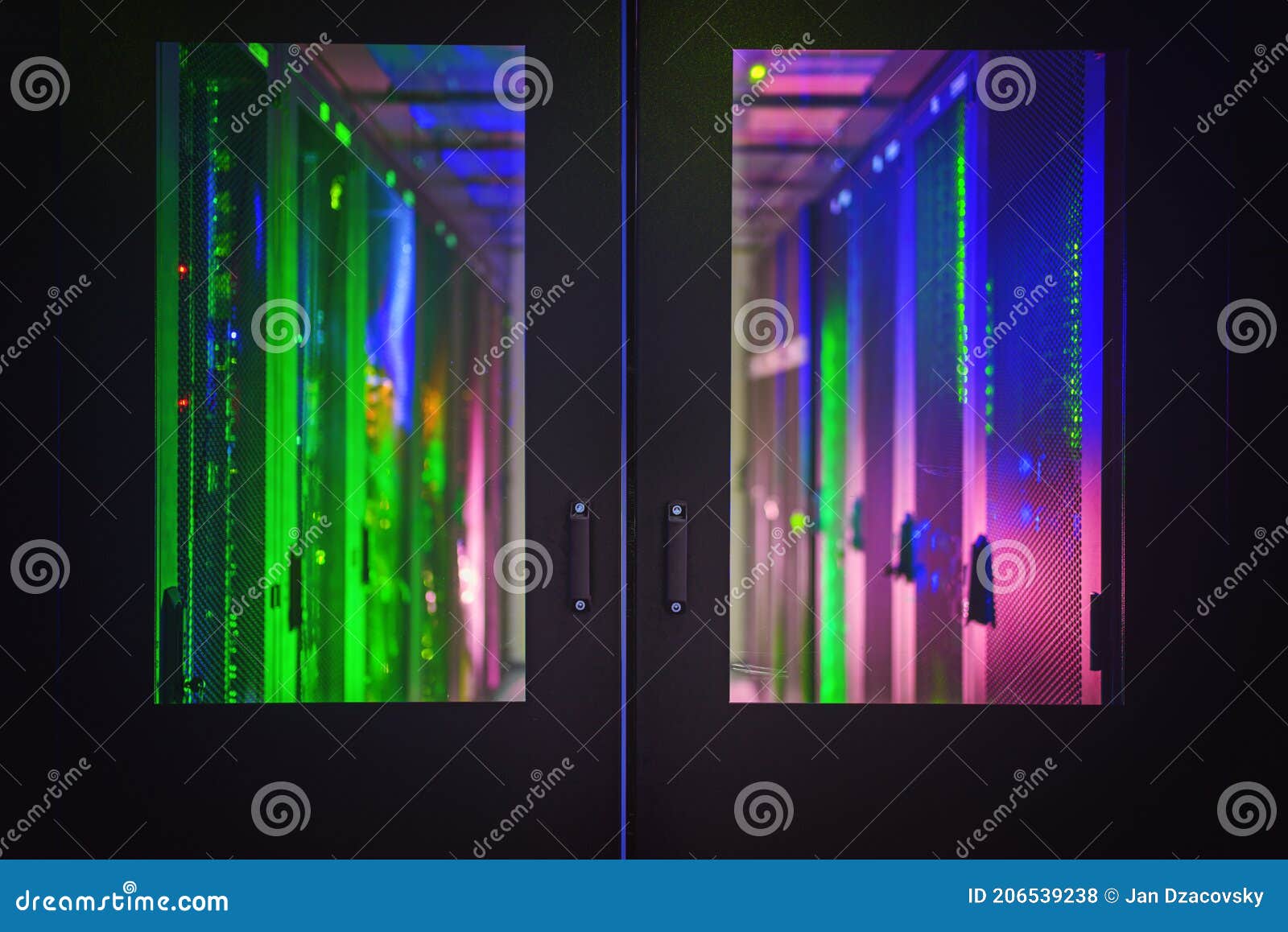 A Cold Aisle Containment System. Stock Photo - Image of room, corridor ...