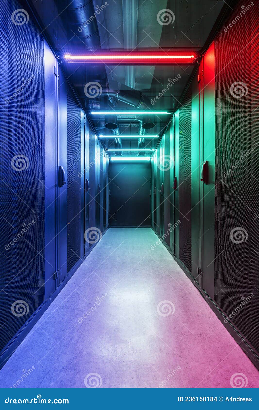 Cold Aisle of an it Server Room with Perforated Grille Doors ...