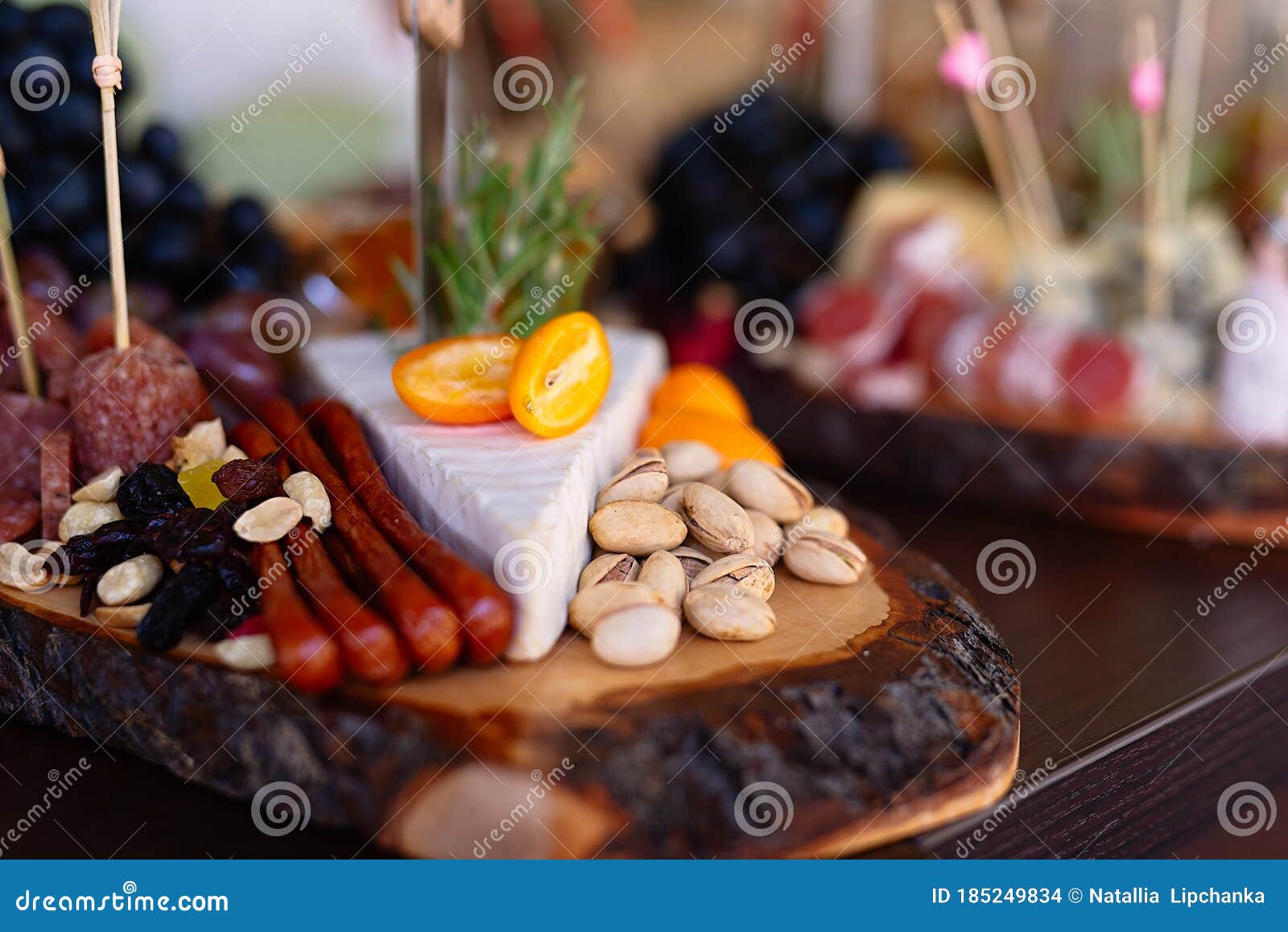 Cold Appetizers on Table, Food Decorated, Nuts on the Table Stock Photo ...