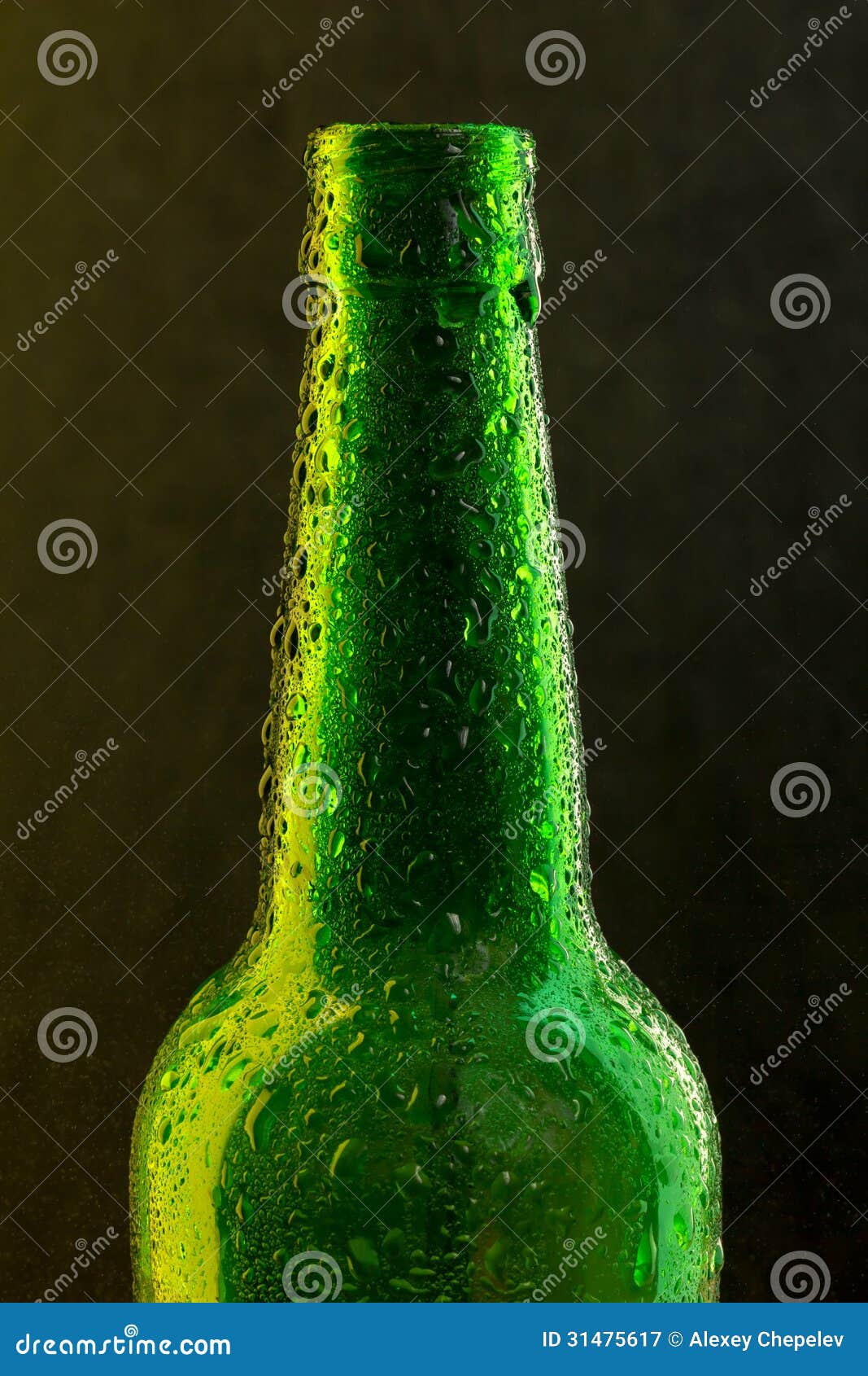 Cold Beer Bottle with Drops on Black Stock Image - Image of liquid ...