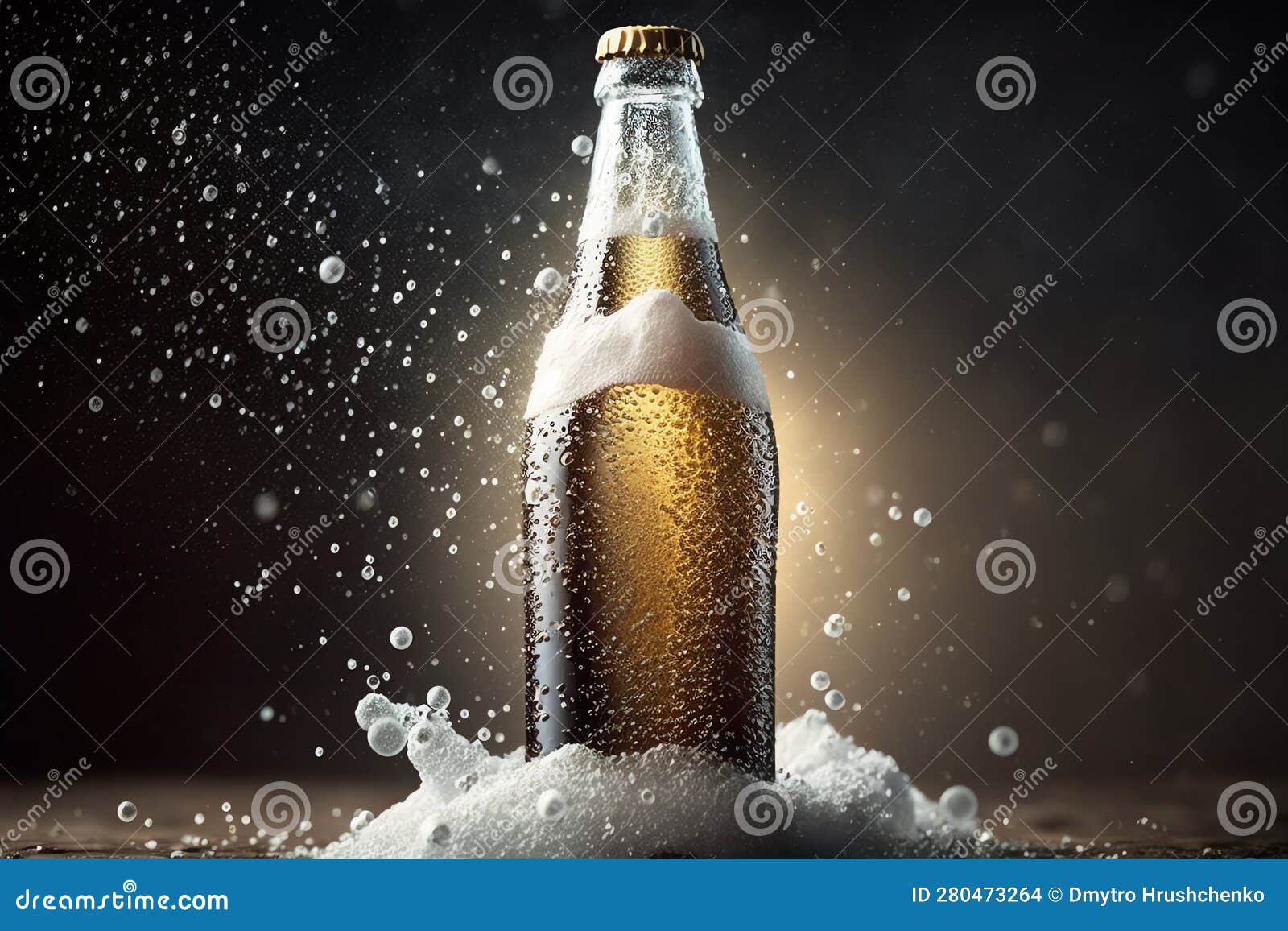 Cold Beer Bottle. Beer Bottle in Ice Stock Illustration - Illustration ...