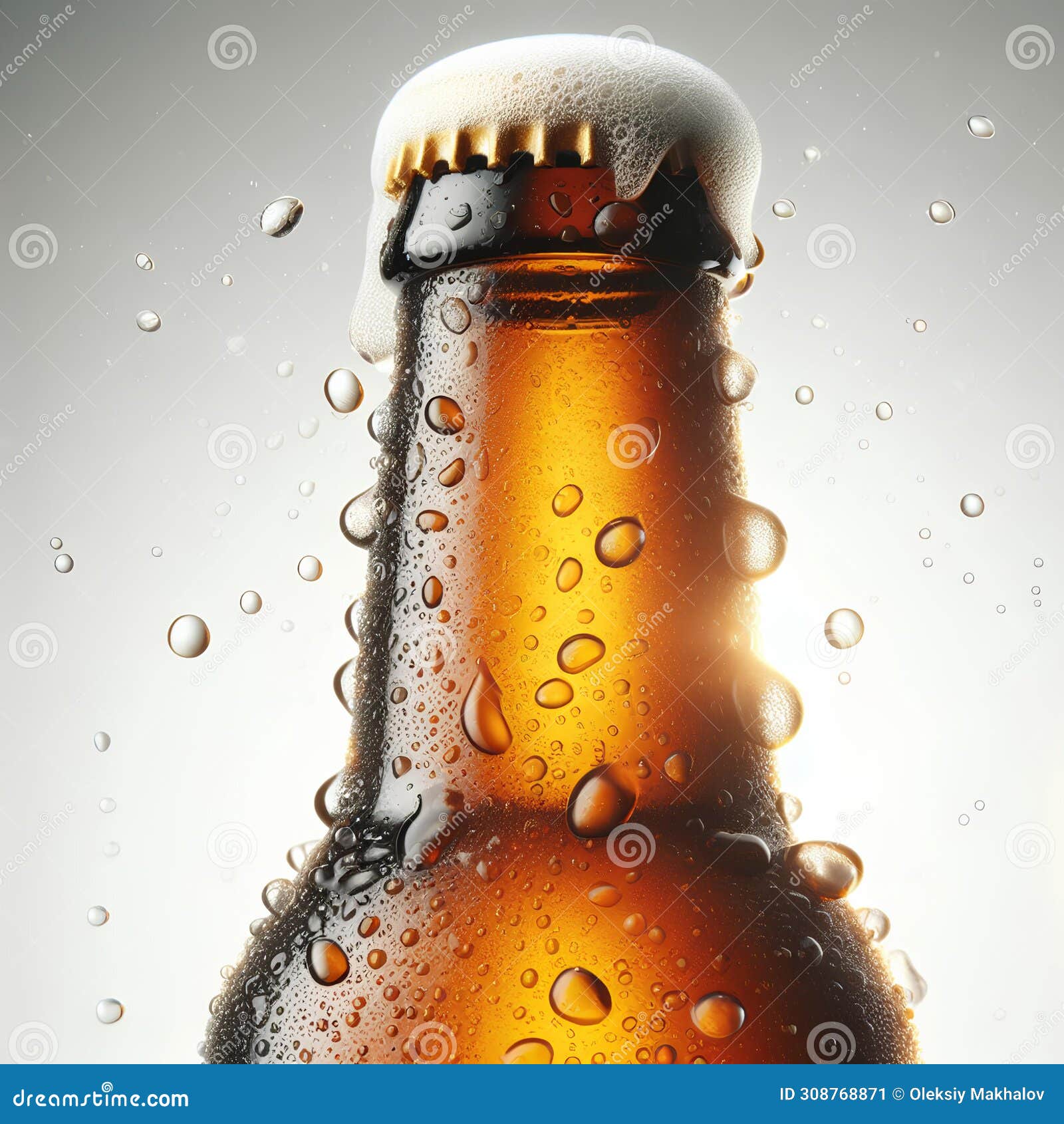 Cold Beer Bottle with Large Drops of Condensation on Them on White ...