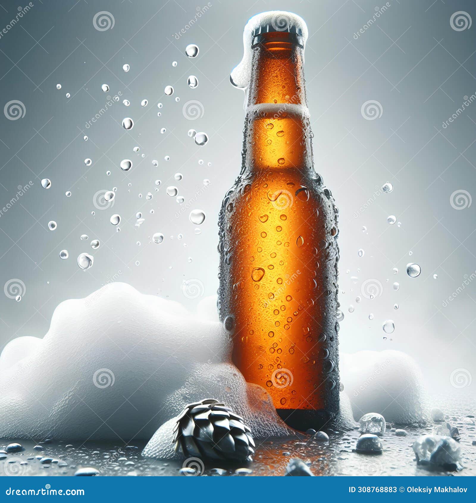 Cold Beer Bottle with Large Drops of Condensation on Them on White ...