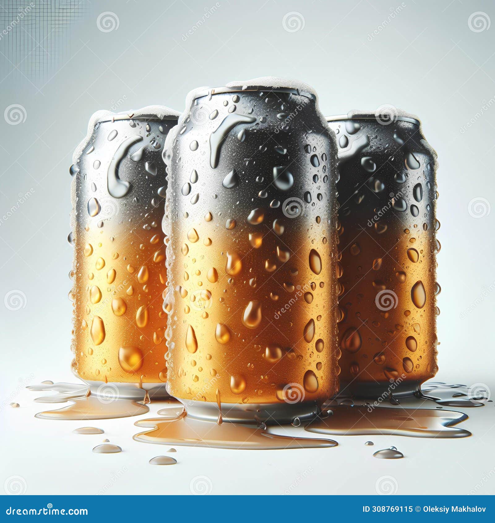 Cold Beer Can with Large Drops of Condensation on Them on White ...