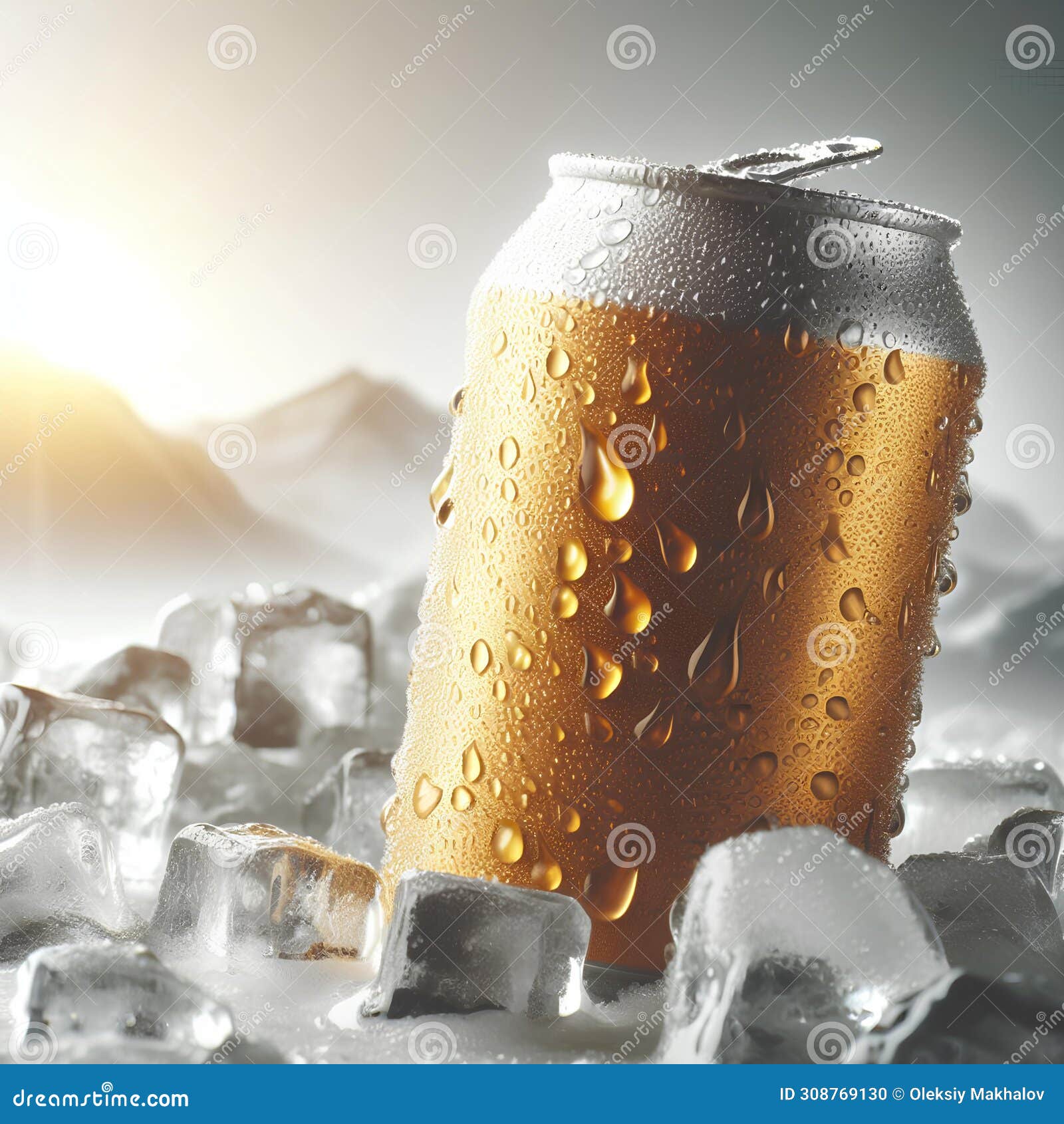 Cold Beer Can with Large Drops of Condensation on Them on White ...
