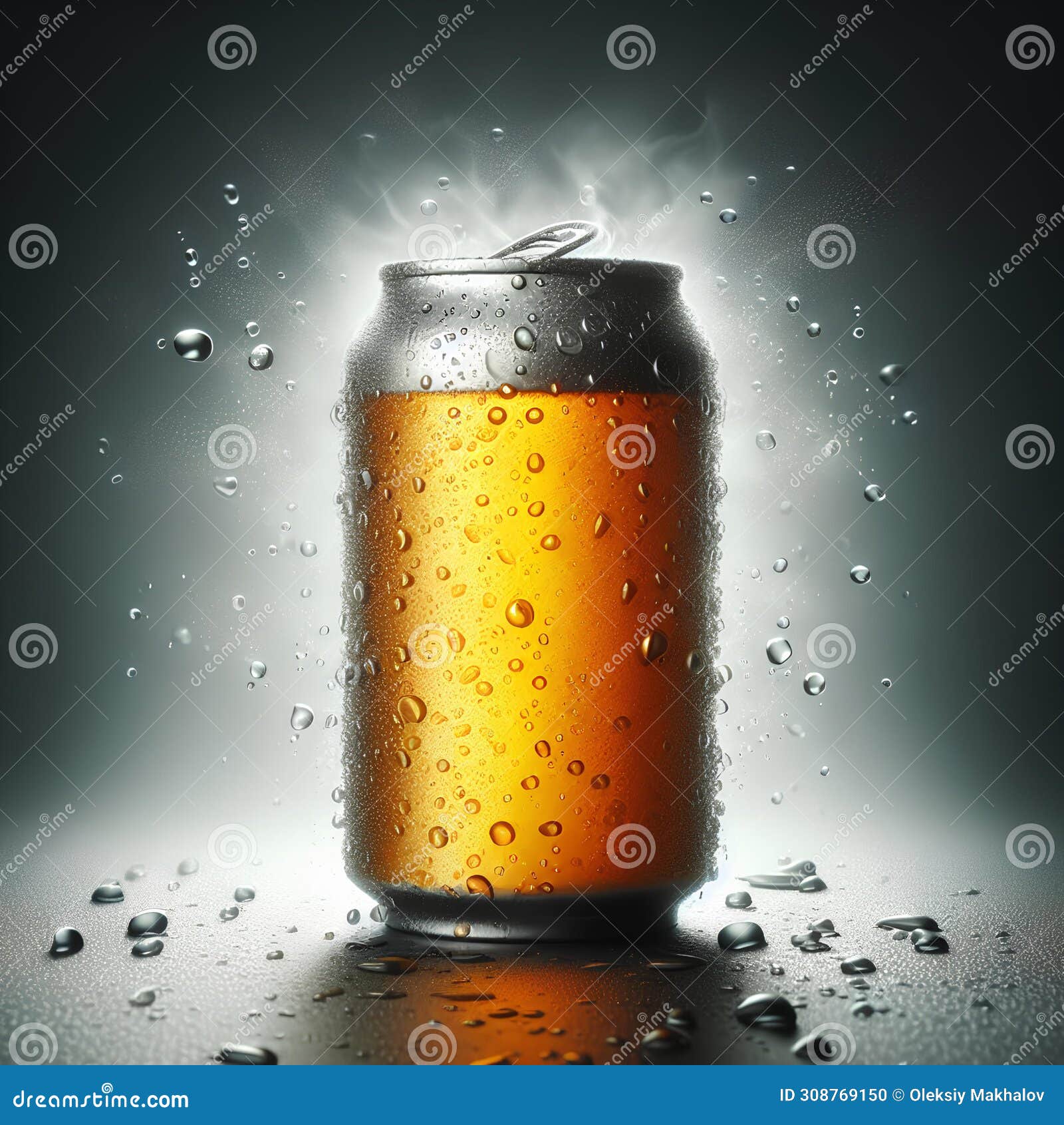 Cold Beer Can with Large Drops of Condensation on Them on White ...