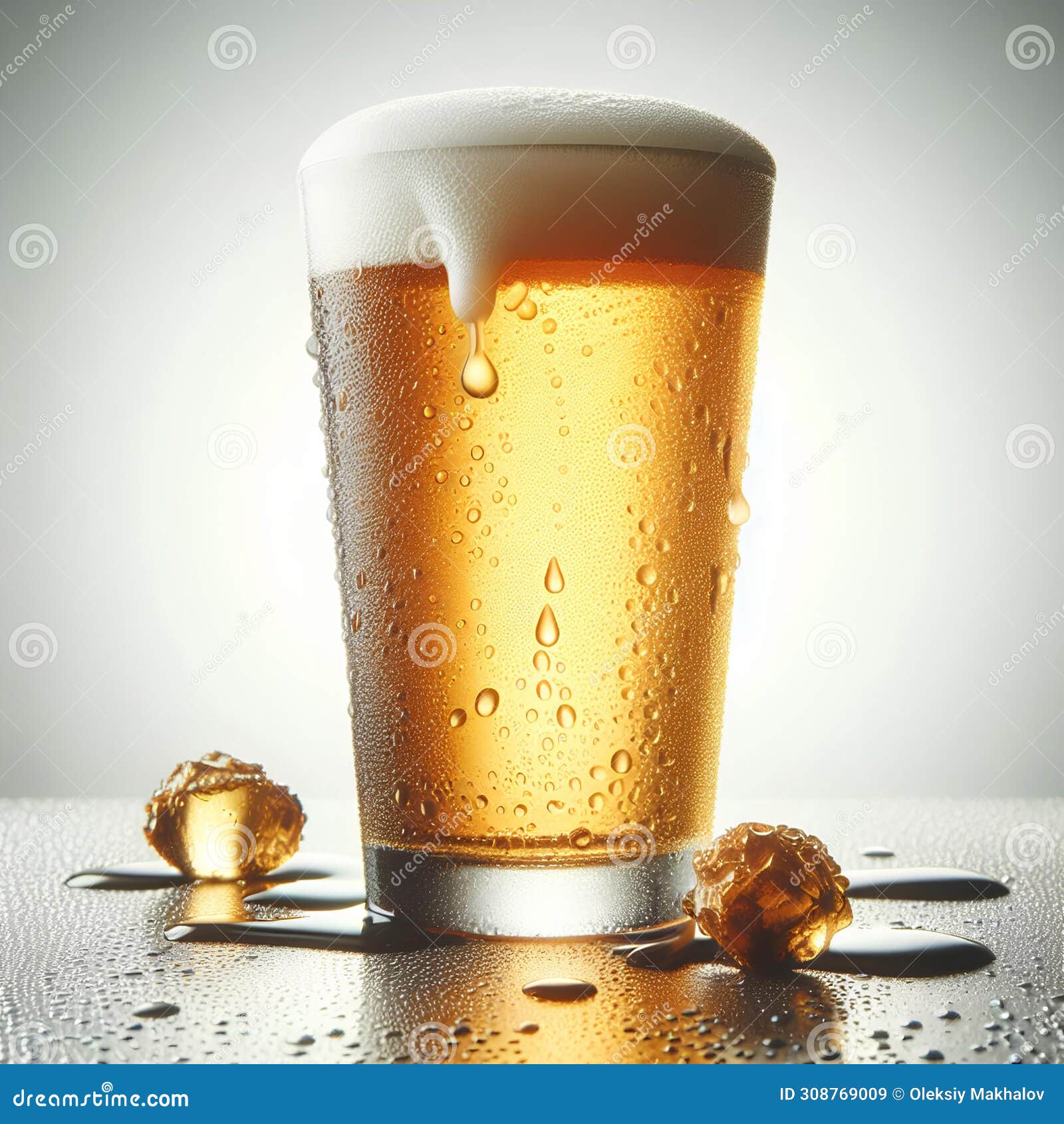 Cold Beer Glass with Large Drops of Condensation on Them on White ...