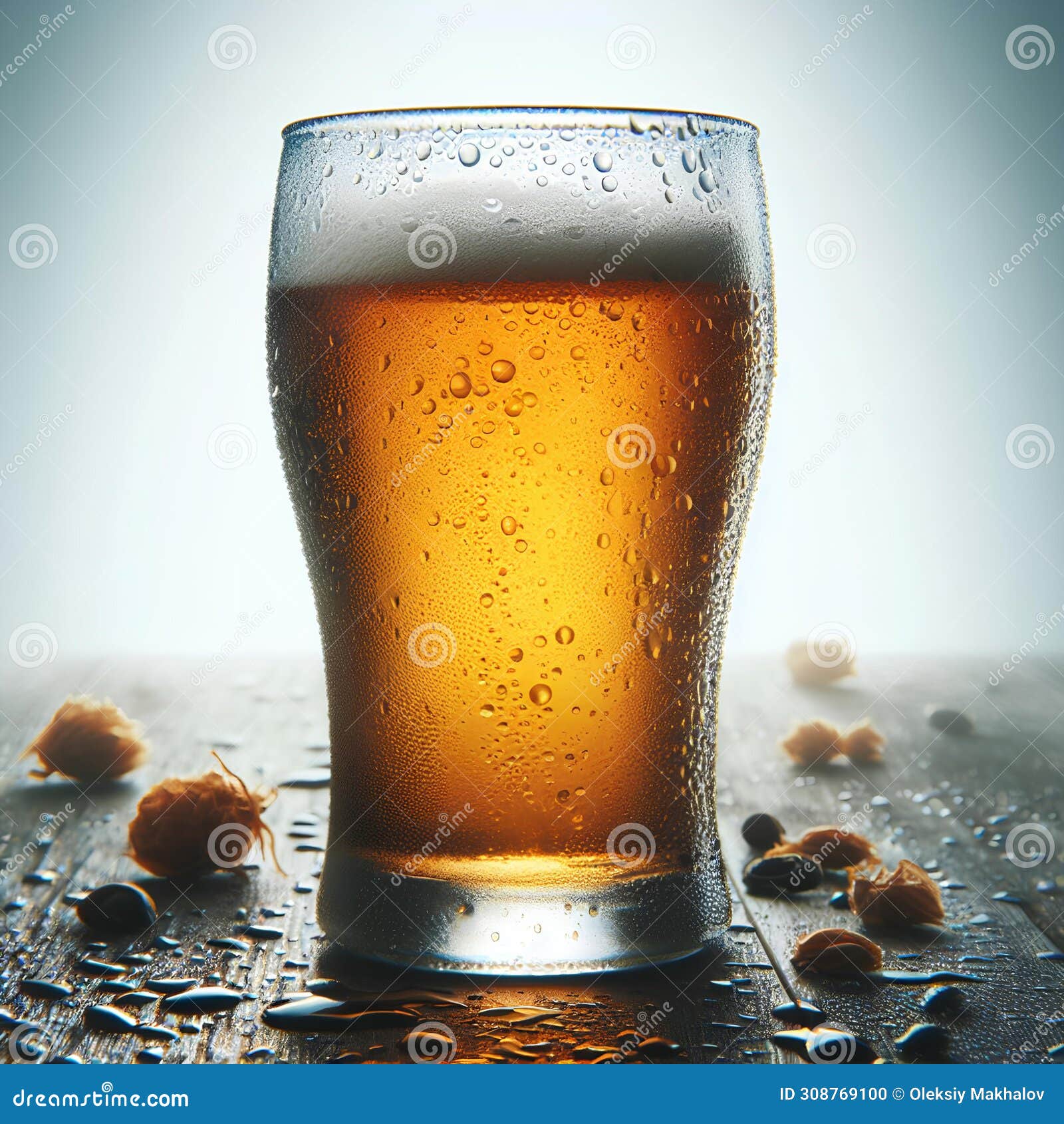 Cold Beer Glass with Large Drops of Condensation on Them on White ...