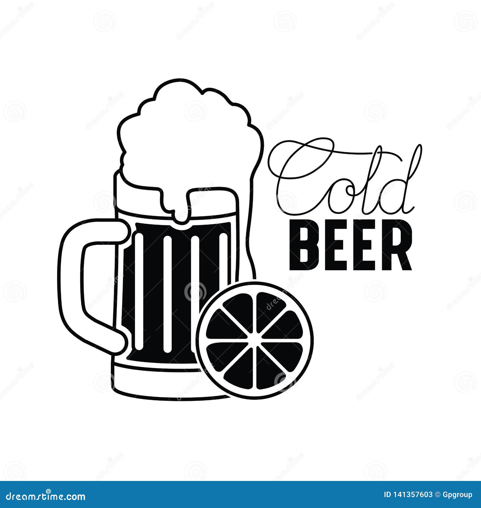 Cold Beer Label Isolated Icon Stock Vector - Illustration of alcohol ...