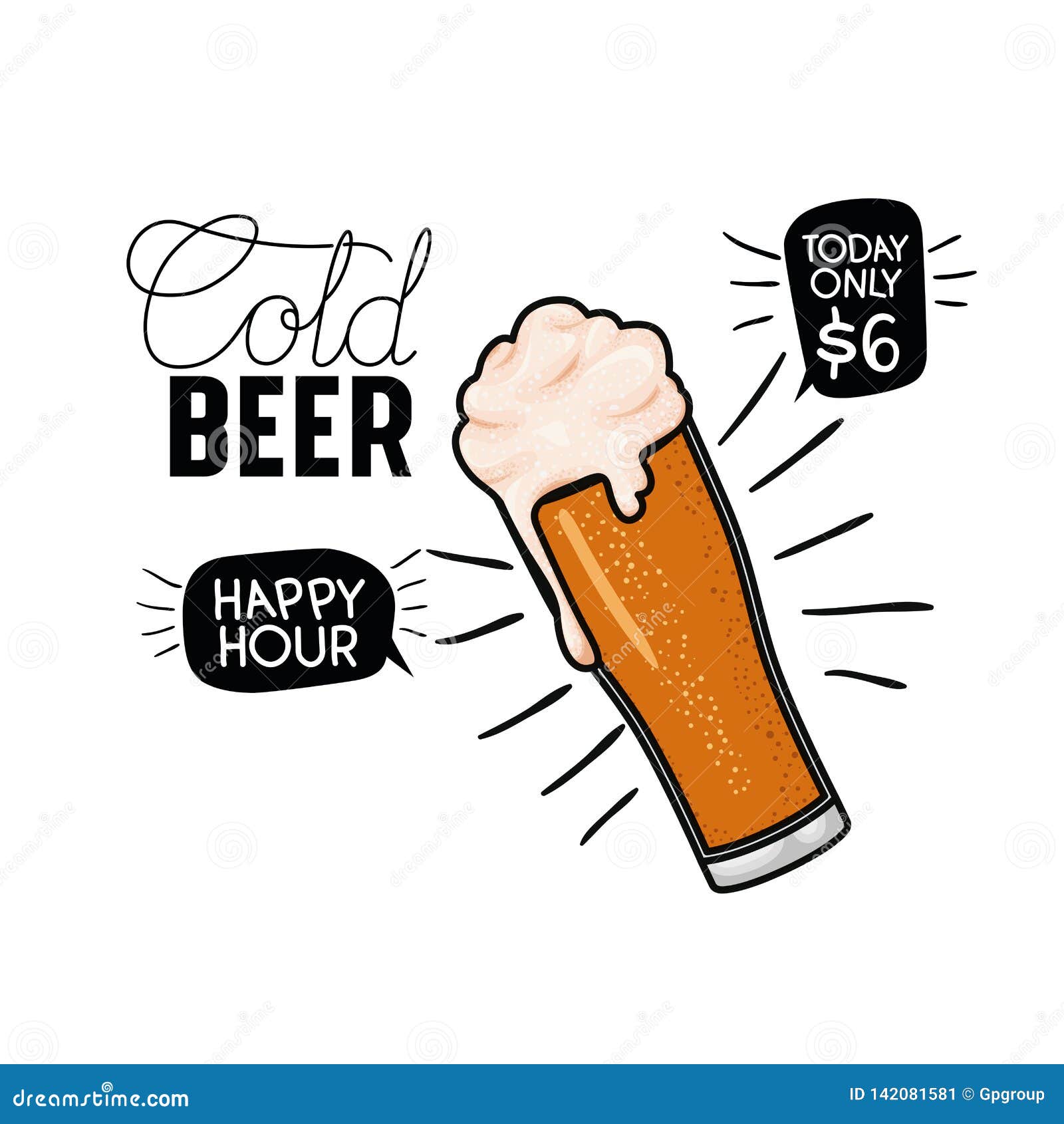Cold Beer Label Isolated Icon Stock Vector - Illustration of background ...
