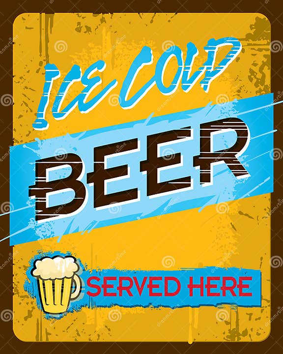 Cold Beer Sign stock vector. Illustration of blue, text - 40977480