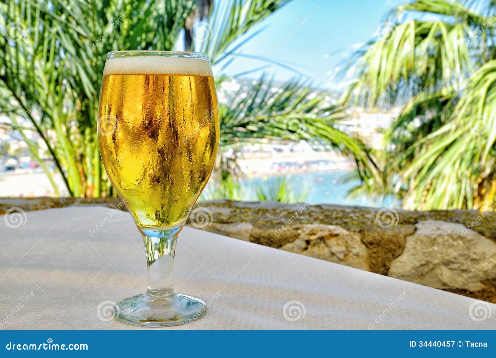 Cold Beer on Table in the Beach Garden Stock Image - Image of food ...