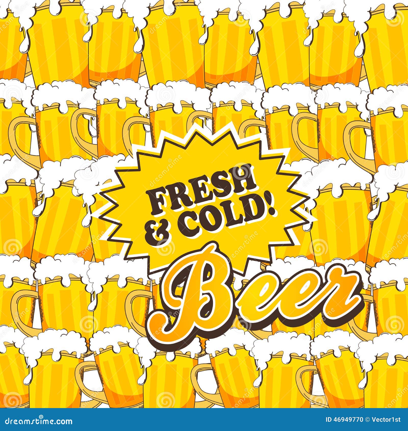 Cold beer stock vector. Illustration of thirst, retro - 46949770