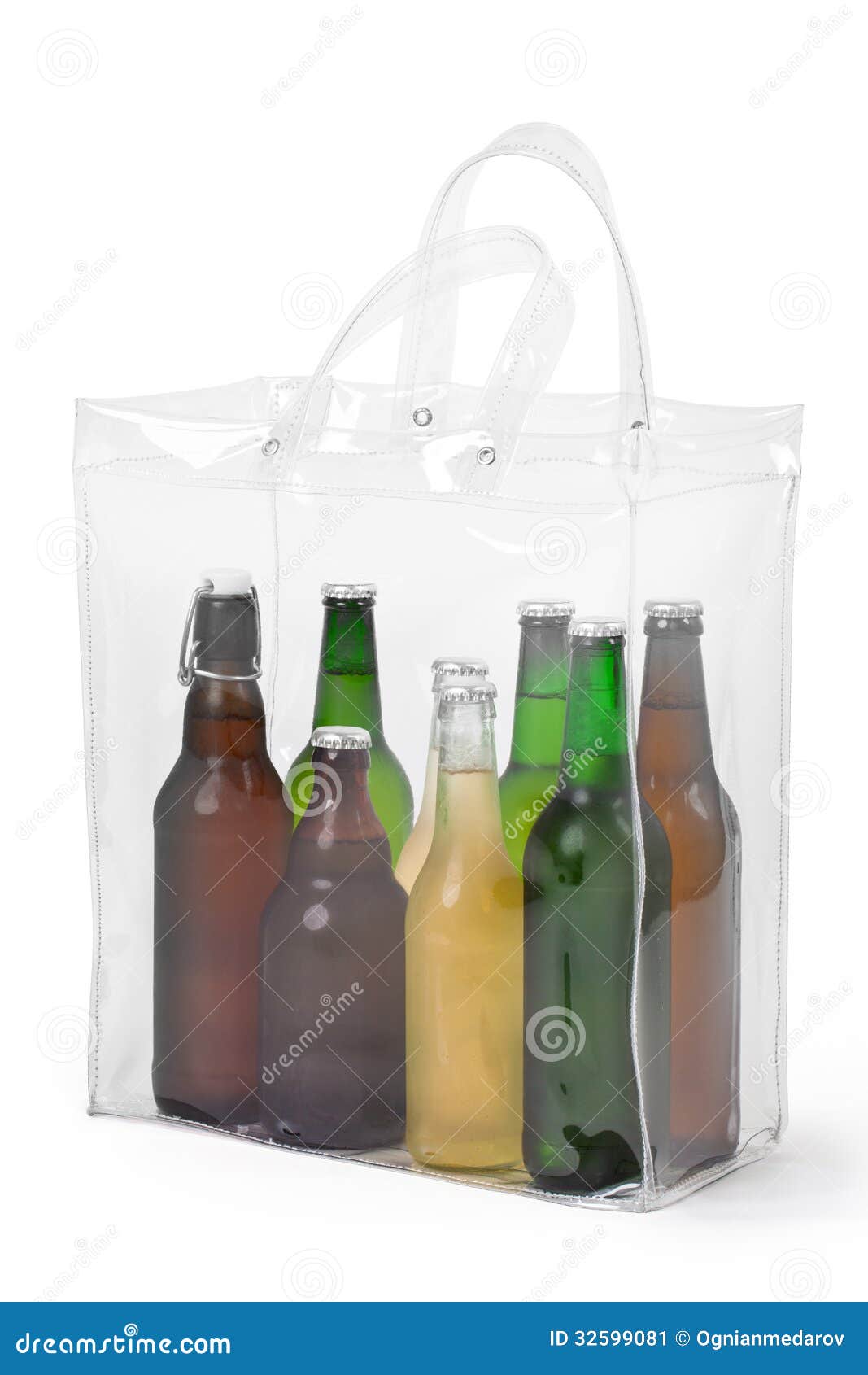 Cold Beers in Plastic Bag stock image. Image of green - 32599081
