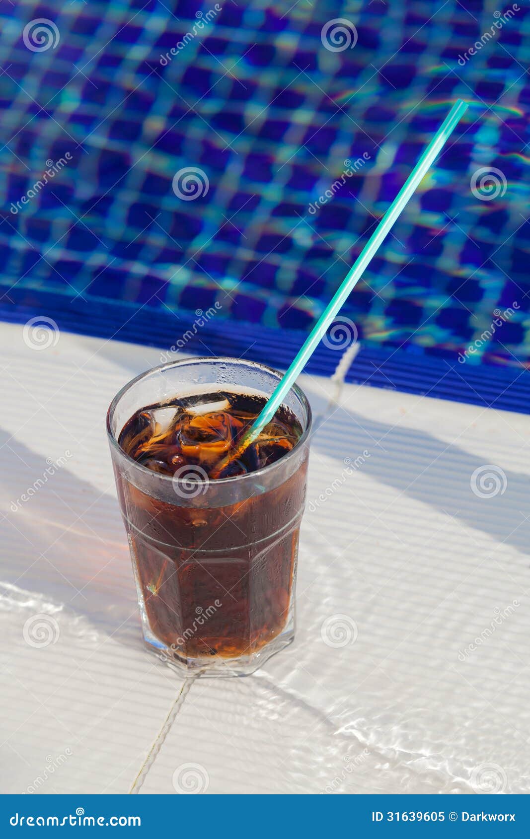Cold Beverage on the Edge of Swimming Pool Stock Image - Image of ...