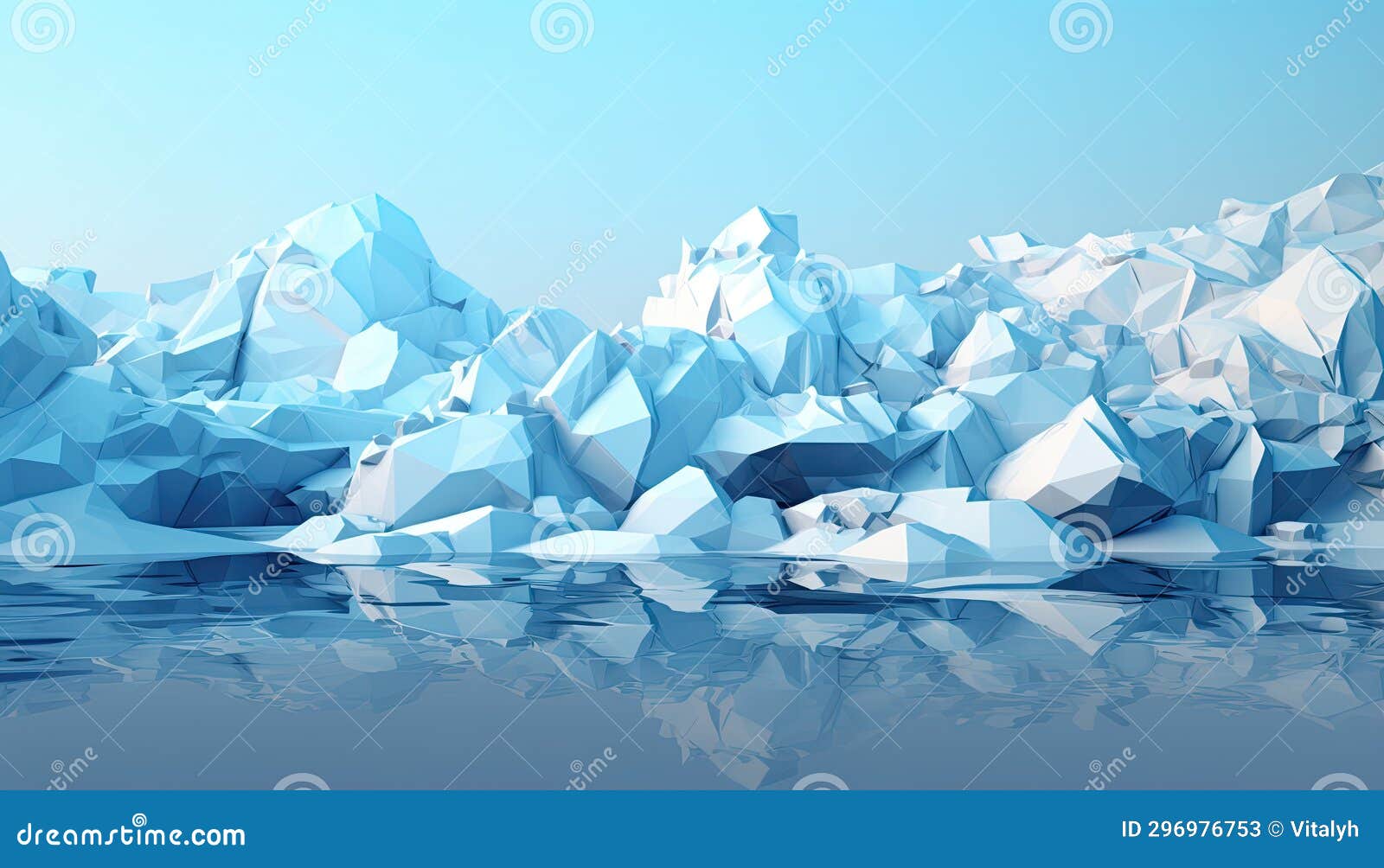 Cold Blue Day on Snow Melting. Low Poly Style Illustration Stock Image ...