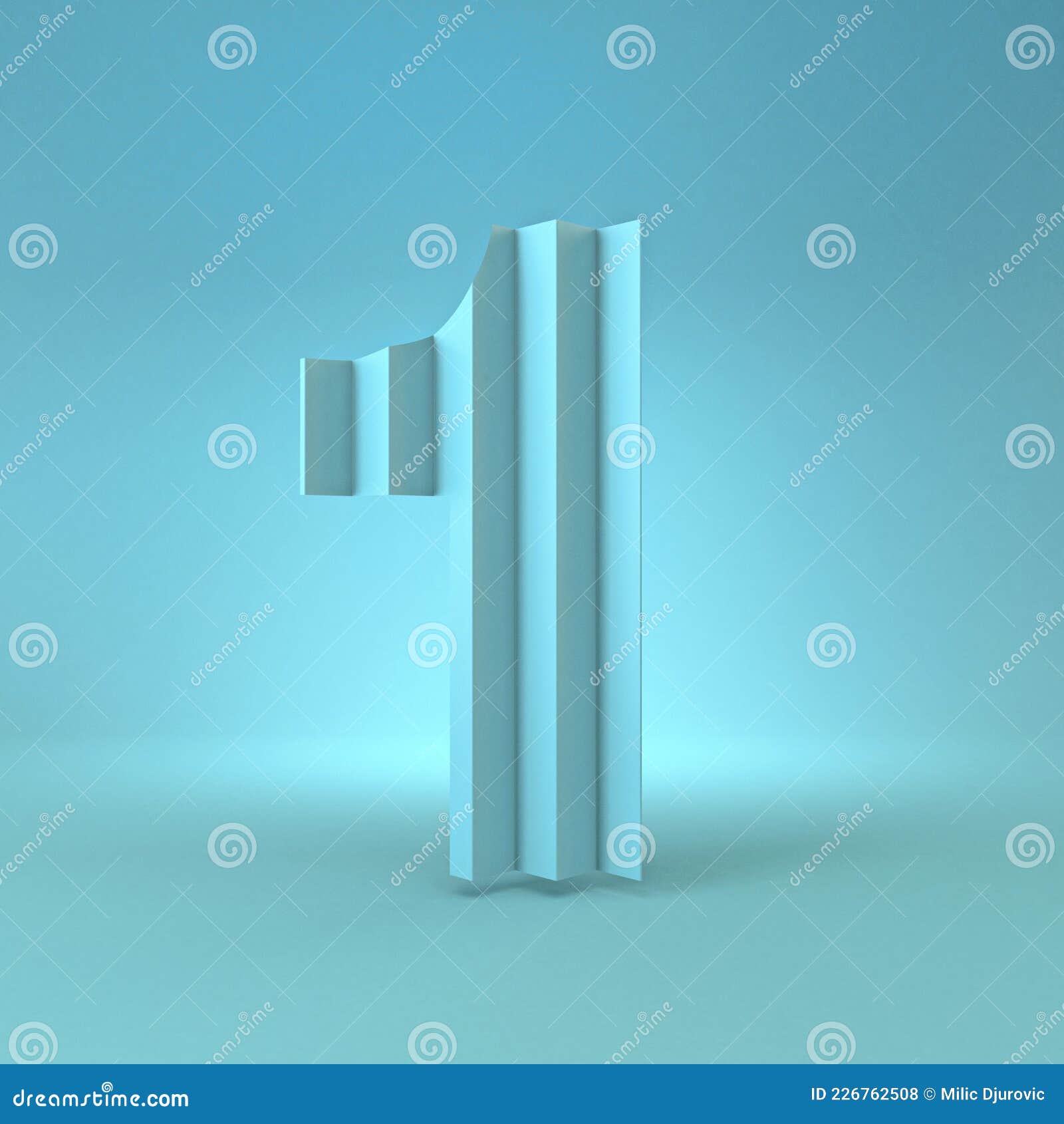 Cold Blue Font Number 1 ONE 3D Stock Illustration - Illustration of ...