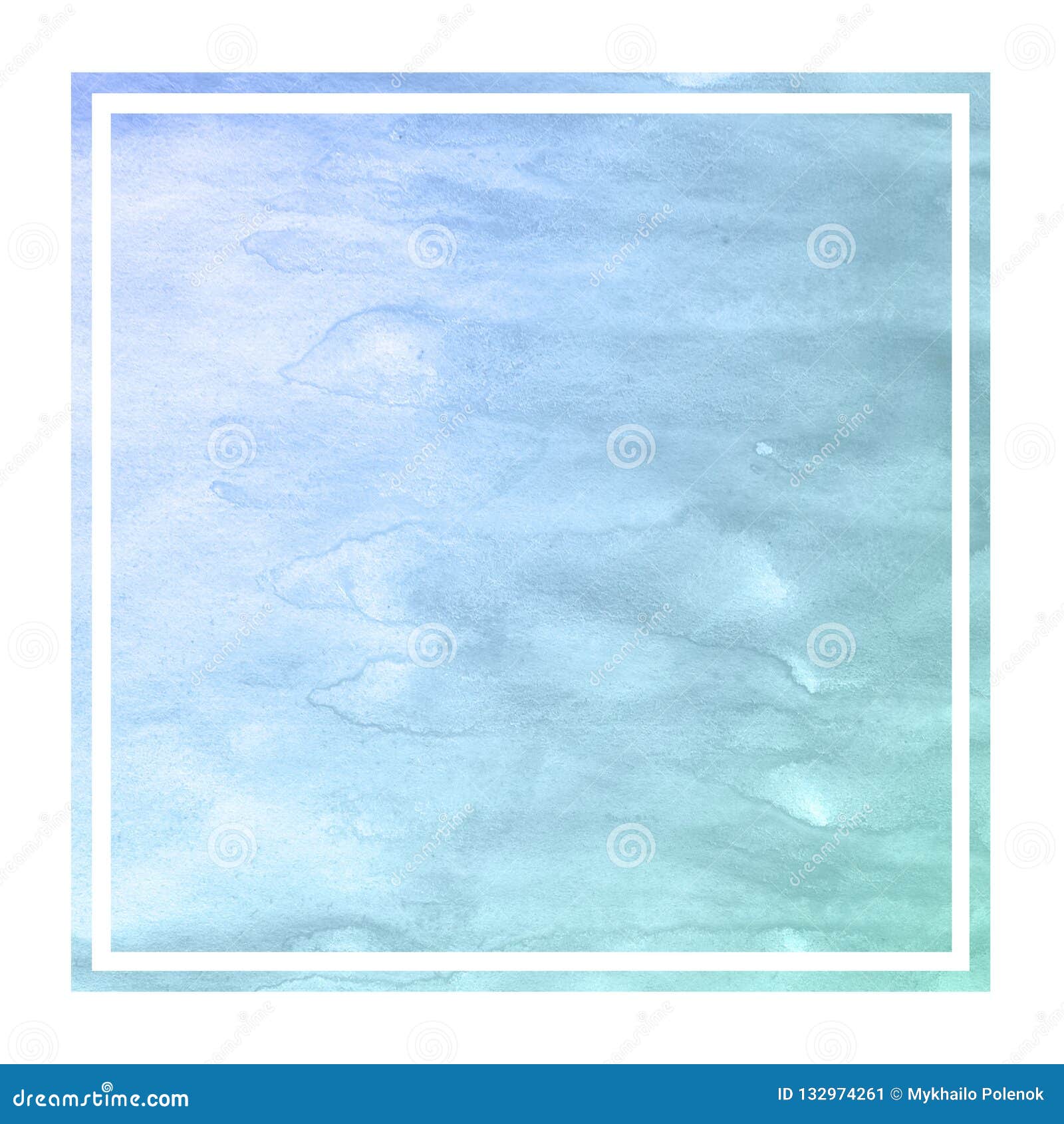 Cold Blue Hand Drawn Watercolor Rectangular Frame Background Texture ...