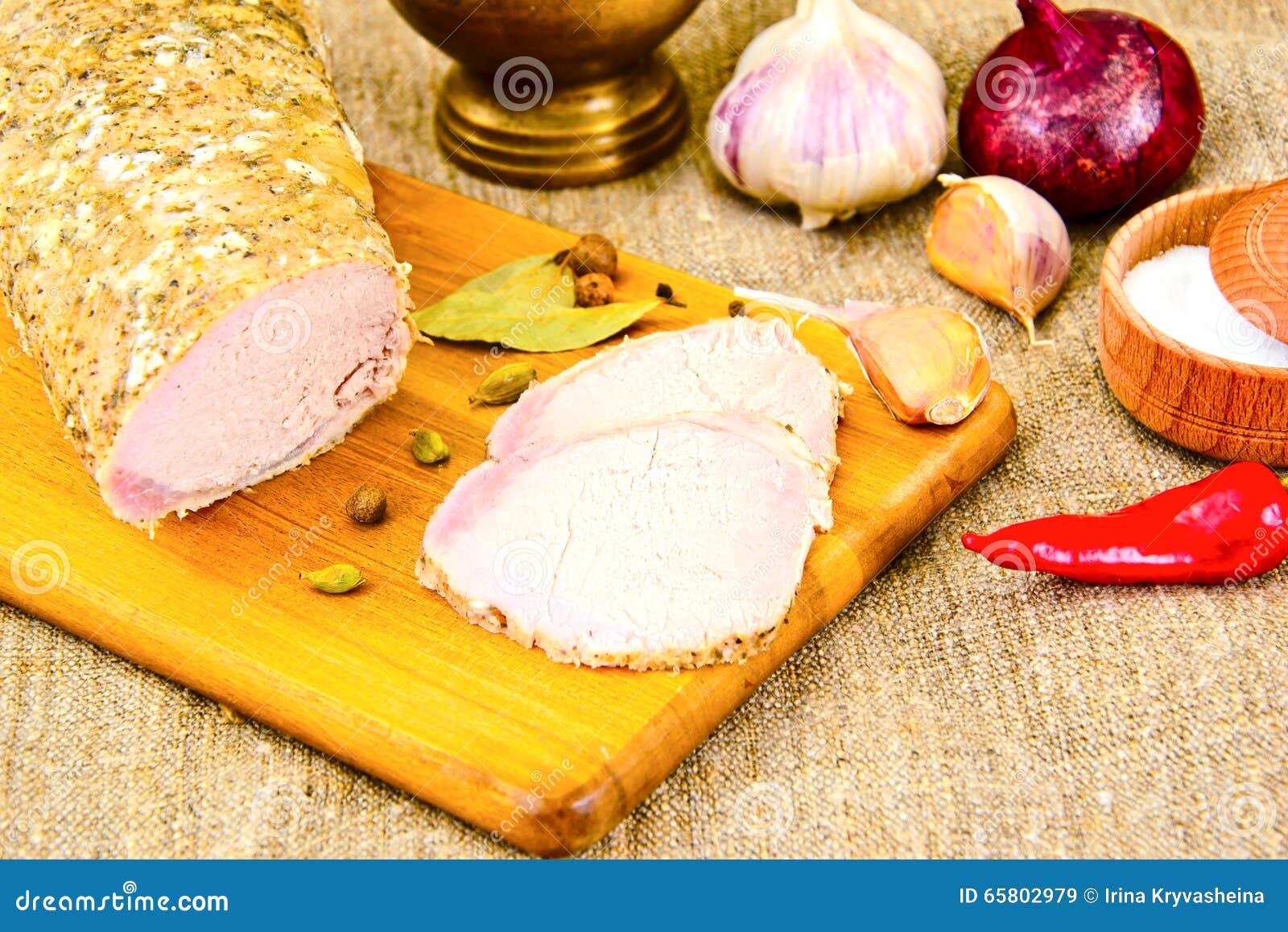 Cold Boiled Pork with Spice Stock Image - Image of green, healthy: 65802979