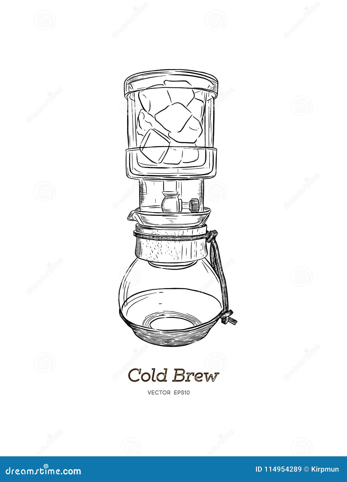 Cold Brew. Coffee Maker Hand Draw Vector. Stock Vector - Illustration ...