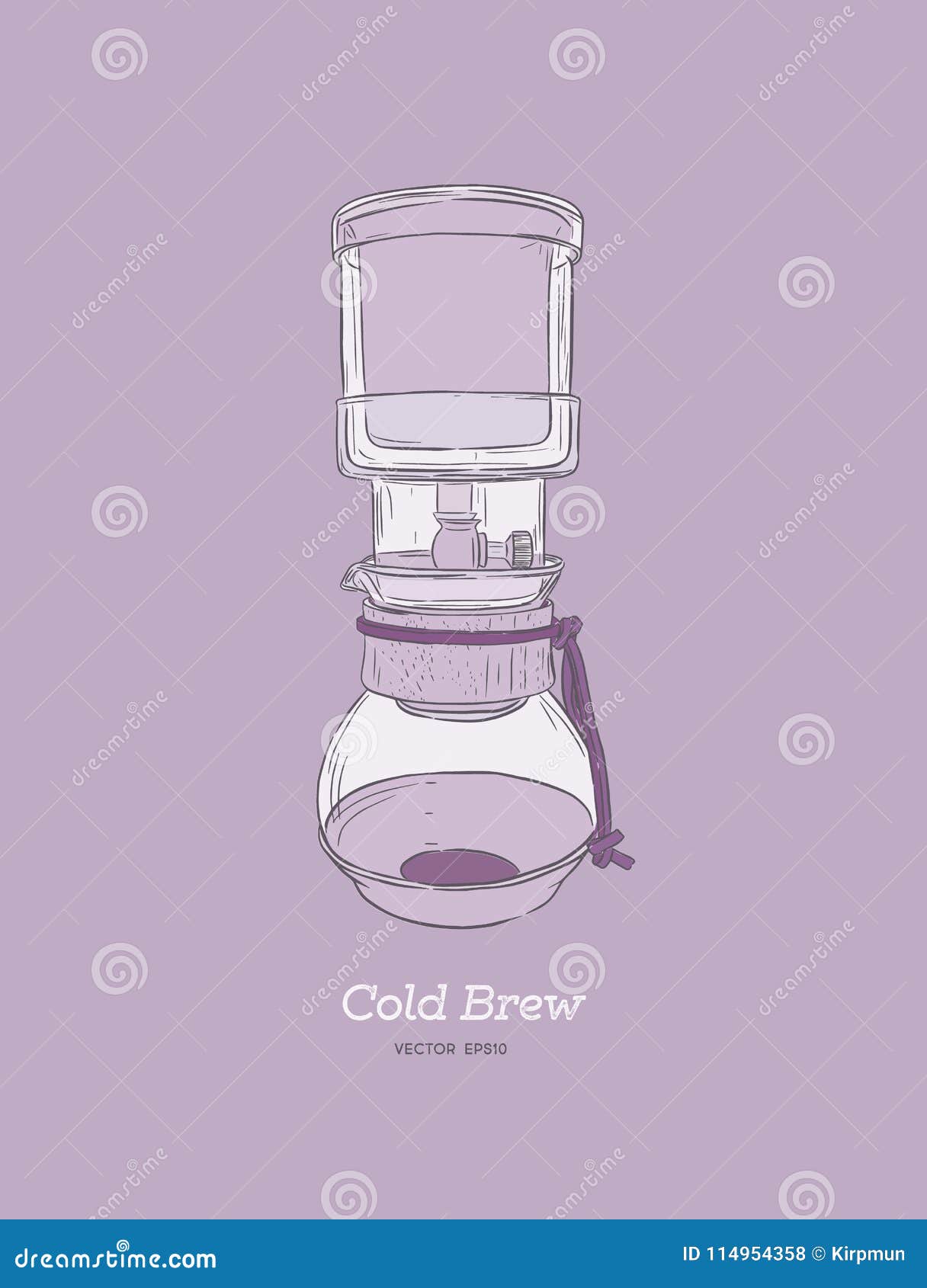Cold Brew. Coffee Maker Hand Draw Vector. Stock Vector - Illustration ...