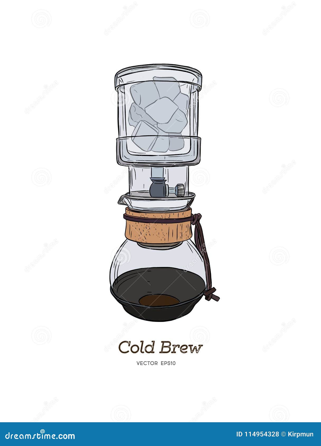 Cold Brew. Coffee Maker Hand Draw Vector. Stock Vector - Illustration ...