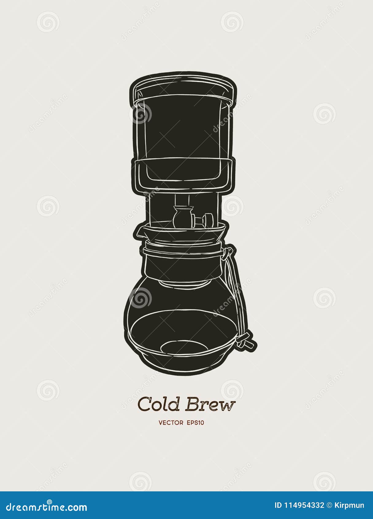 Cold Brew. Coffee Maker Hand Draw Vector. Stock Vector - Illustration ...